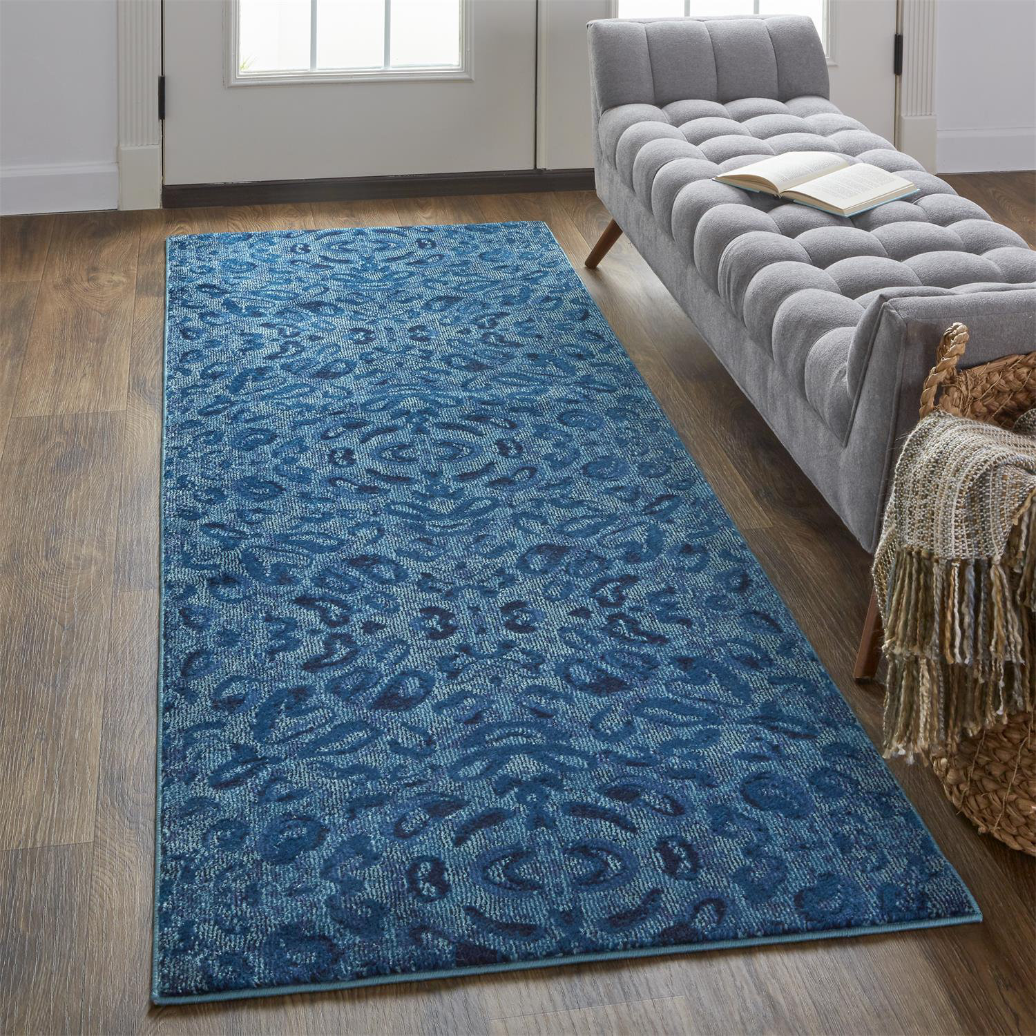 Everly Quinn Machine woven Blue Area Rug | Wayfair