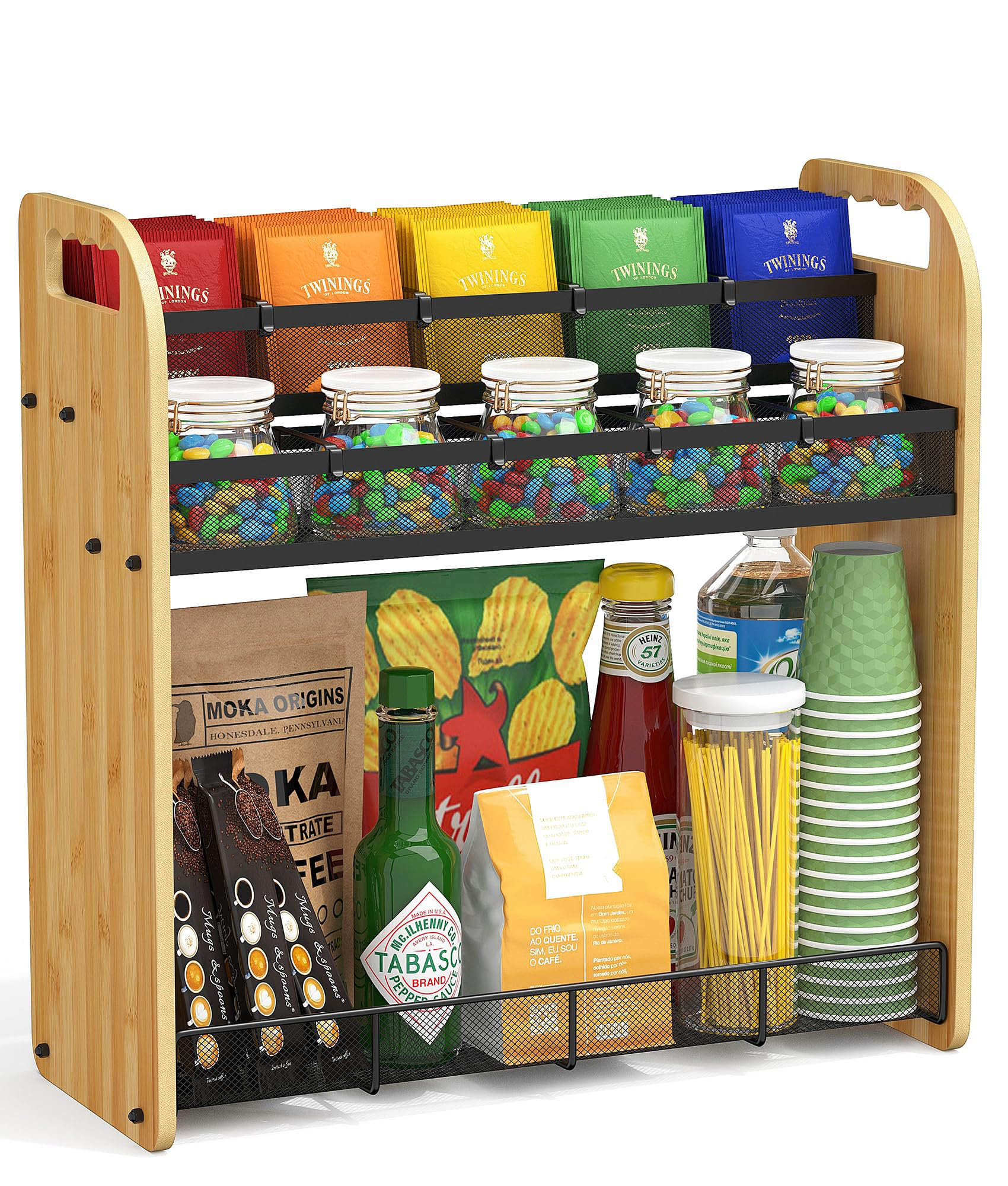 Passetas Bamboo Tea Bag Organizer Storage Box, Large Capacity Tea Bag ...