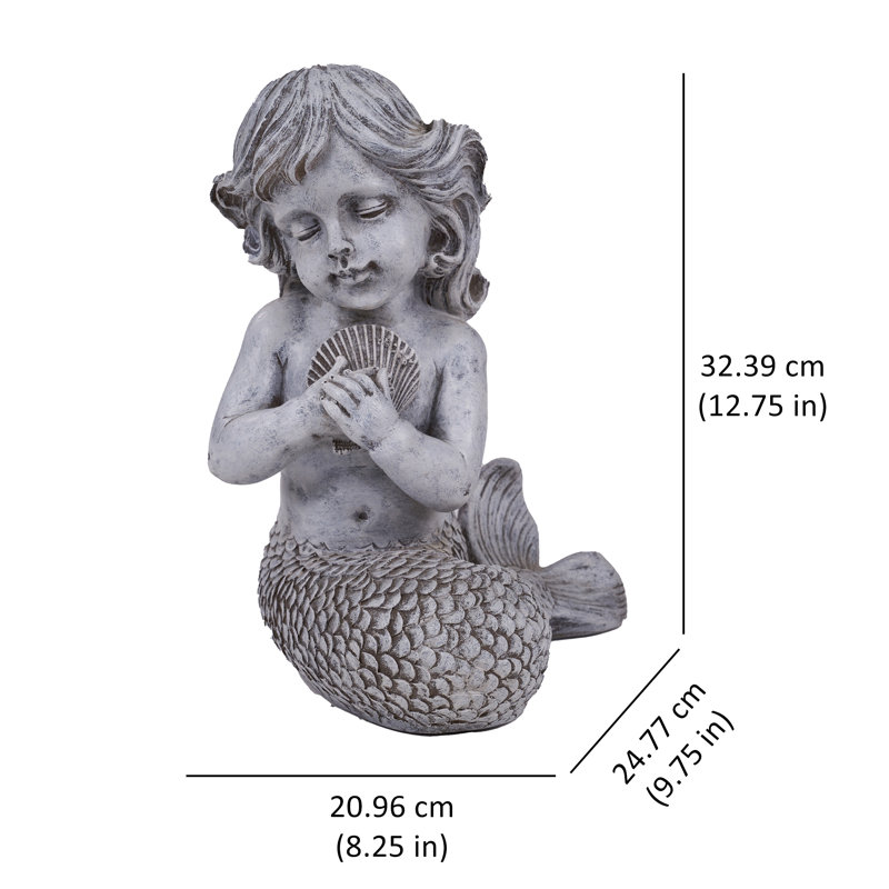 Hi-Line Gift Ltd. Mermaid Kneeling and Holding Shell Statue & Reviews ...