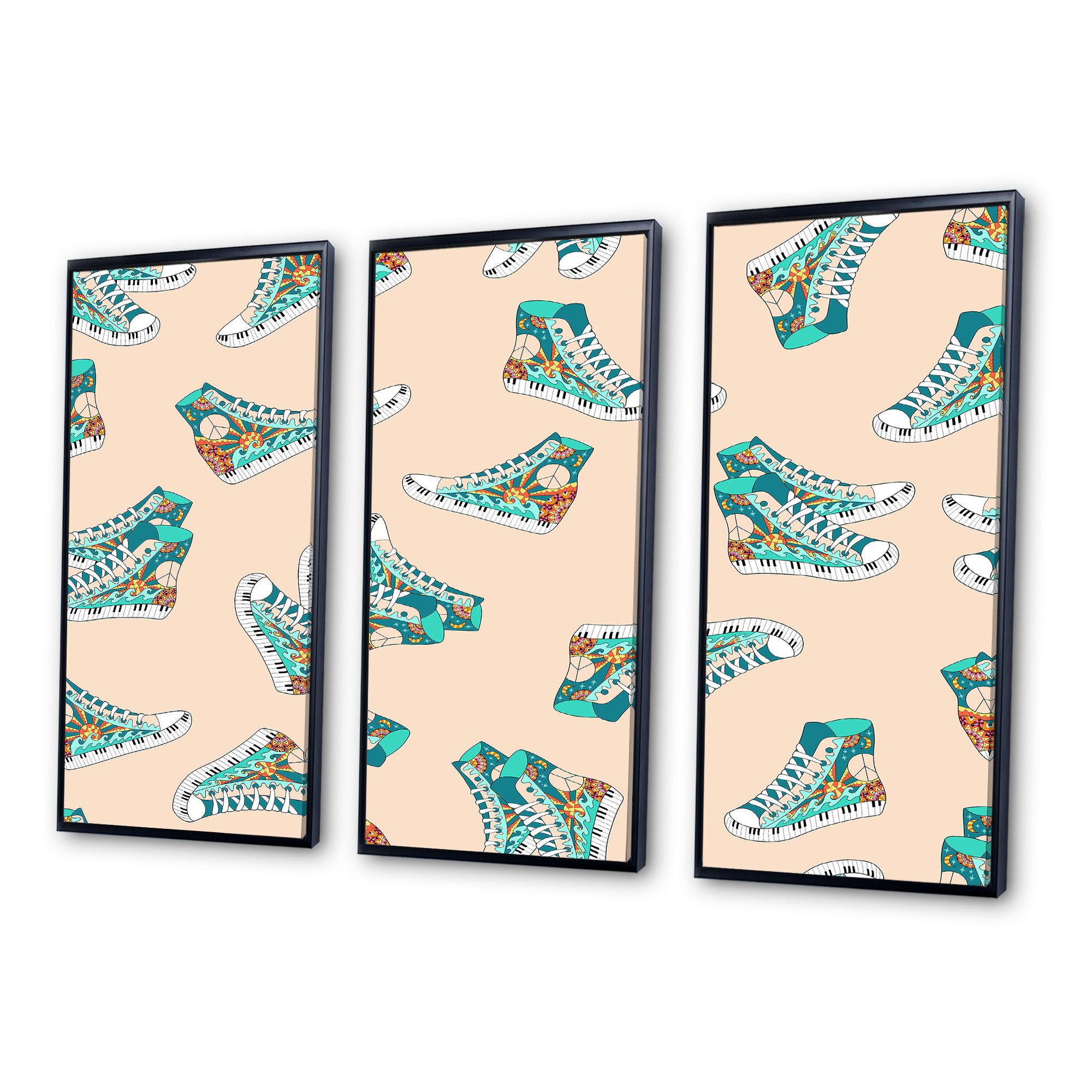 Ebern Designs Green High Sneakers - 3 Piece Floater Frame Print on ...