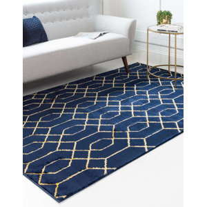 MarilynMonroe Glam Navy Blue Gold Area Rug & Reviews | Wayfair
