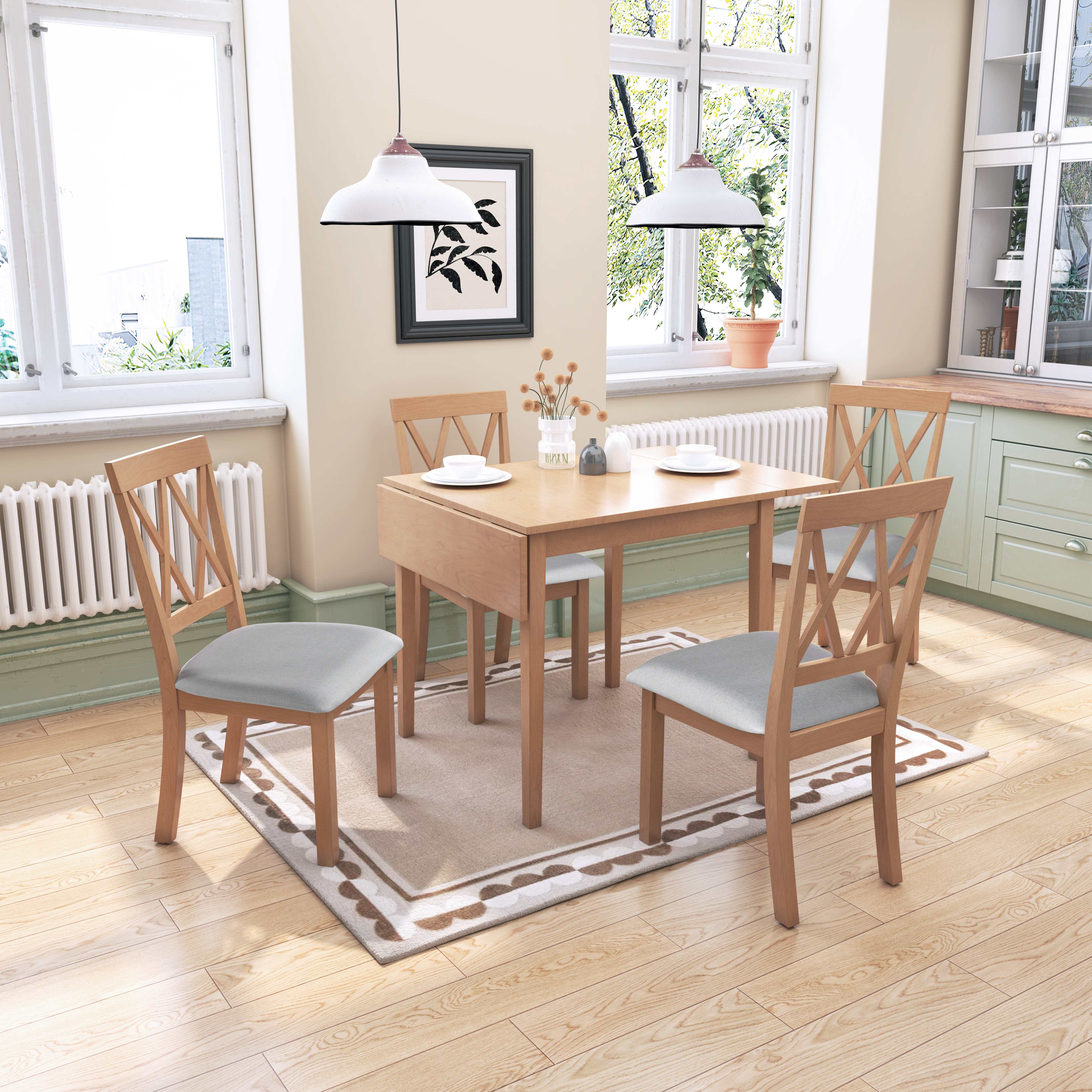 Latitude Run® Foldable Dining Table Set For Small Space, 5 Piece ...