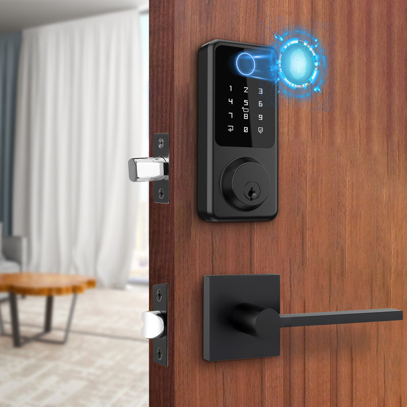 Secusly Fingerprint Smart Door Lock With Lever Handle & Reviews | Wayfair