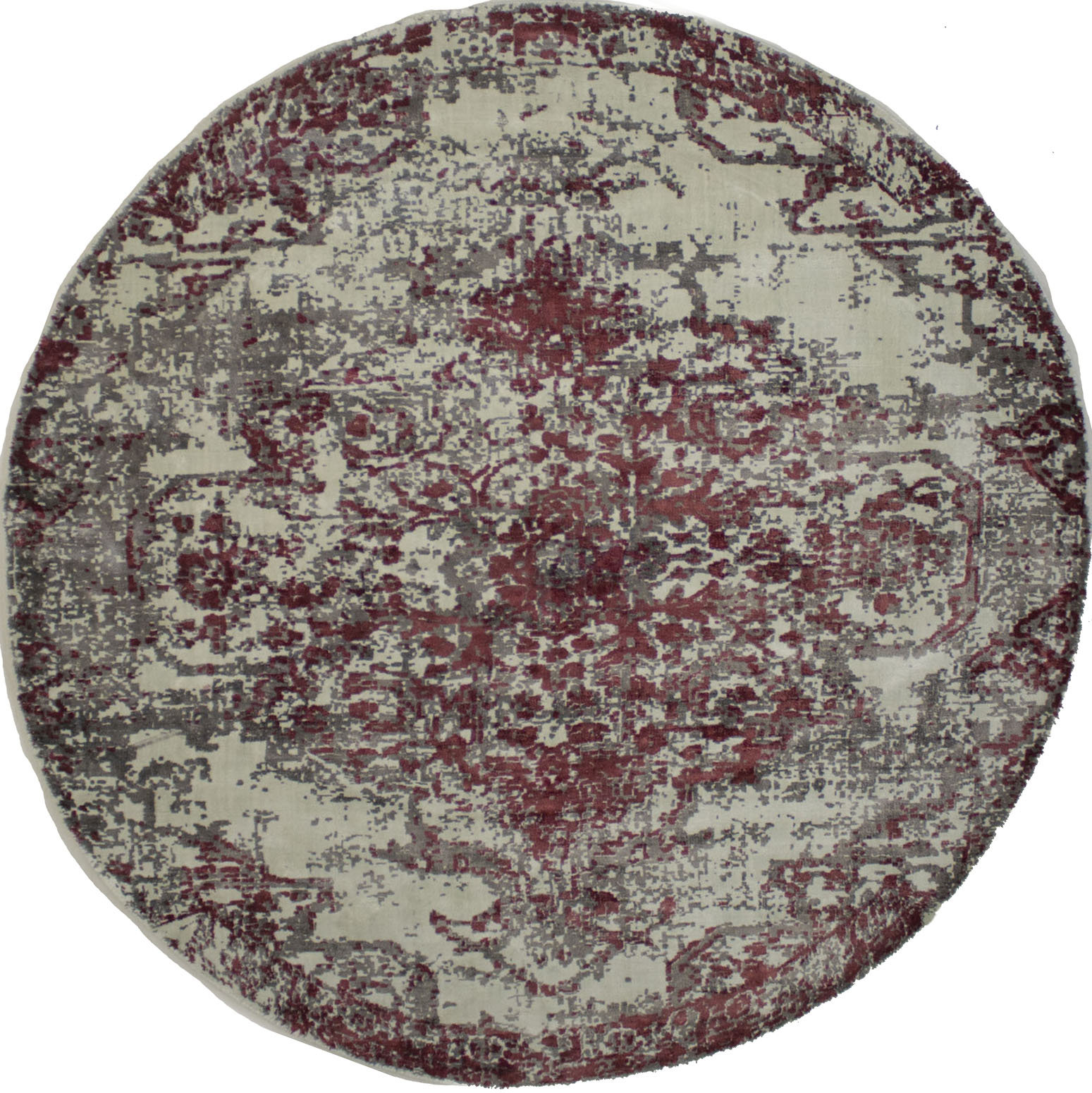 Bungalow Rose Round Oriental Hand Loomed Wool Area Rug in Red/White ...