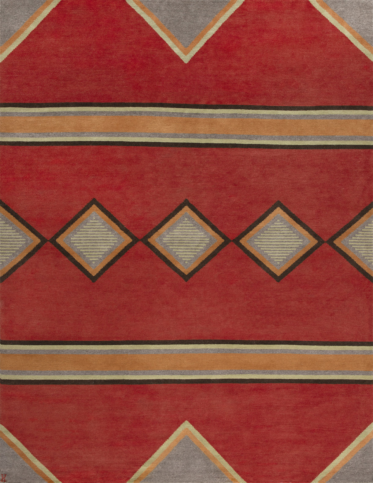 New Moon Rugs Mesa Southwestern Hand-Knotted Wool Area Rug in Charcoal ...