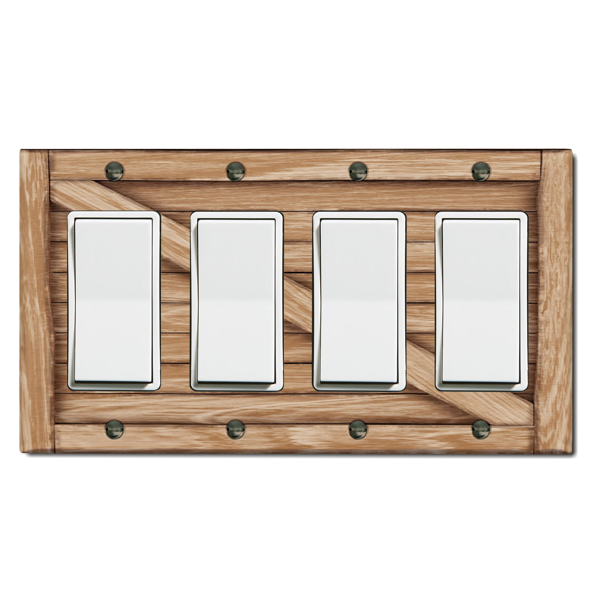 WorldAcc Metal Light Switch Plate Outlet Cover (Biege Fence - Quadruple ...