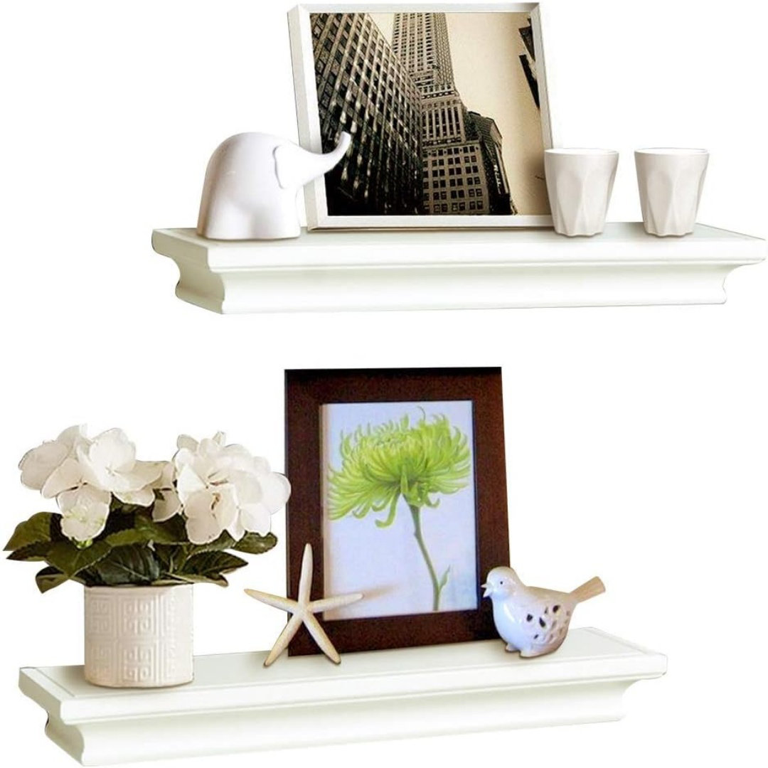 Ivy Bronx Modern White Floating Shelves, Sleek Wall Mounted Storage ...