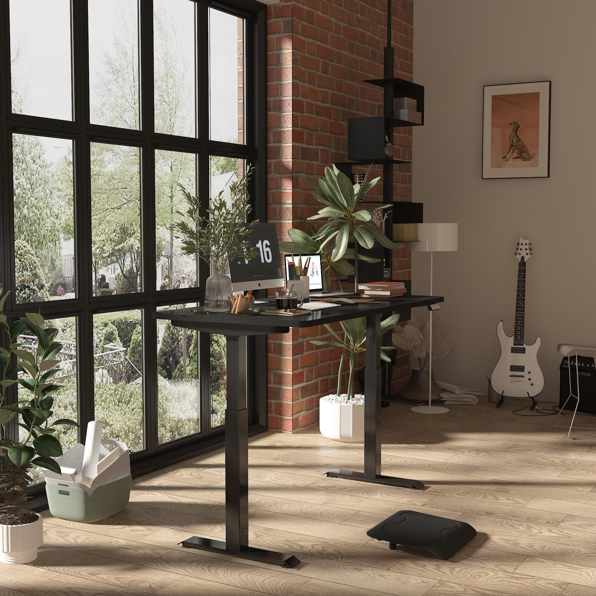 Latitude Run® Budkov 60'' W Height Adjustable Rectangle Standing Desk ...