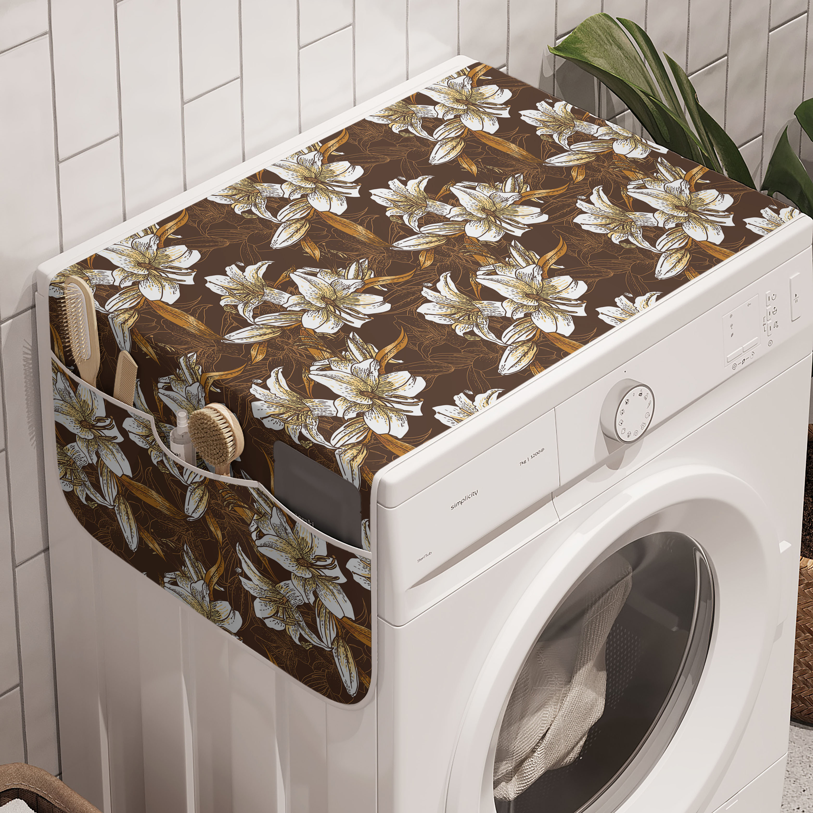 East Urban Home Lilies Washing Machine Organizer Pack of 2 47" x 18.5 ...