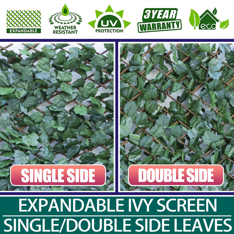 Primrue Pasadena Single Side Expandable Faux Hedge Artificial Ivy ...