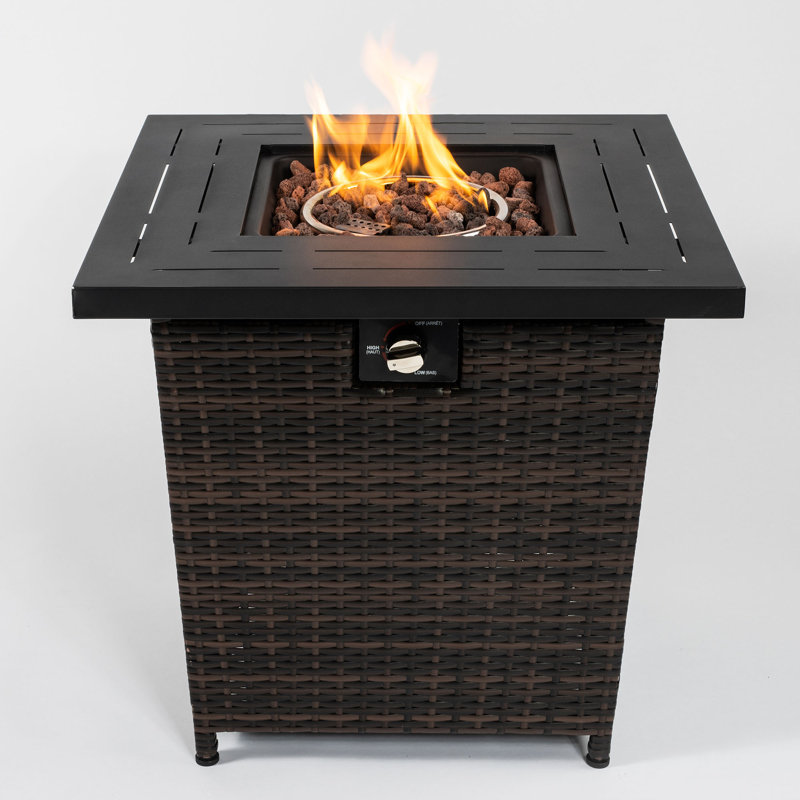 Living Source International 28Inch Wicker Square Fire Pit Table | Wayfair