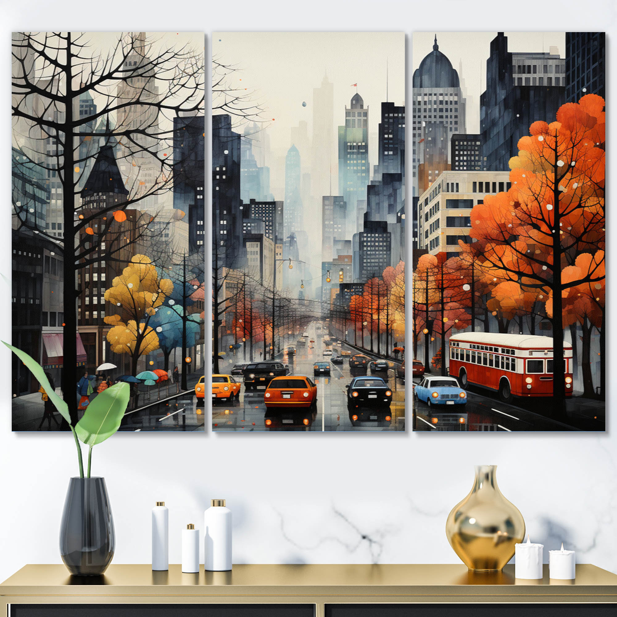 Winston Porter Bold Cityscape Urban Fog III - Cityscapes Wall Decor Set ...