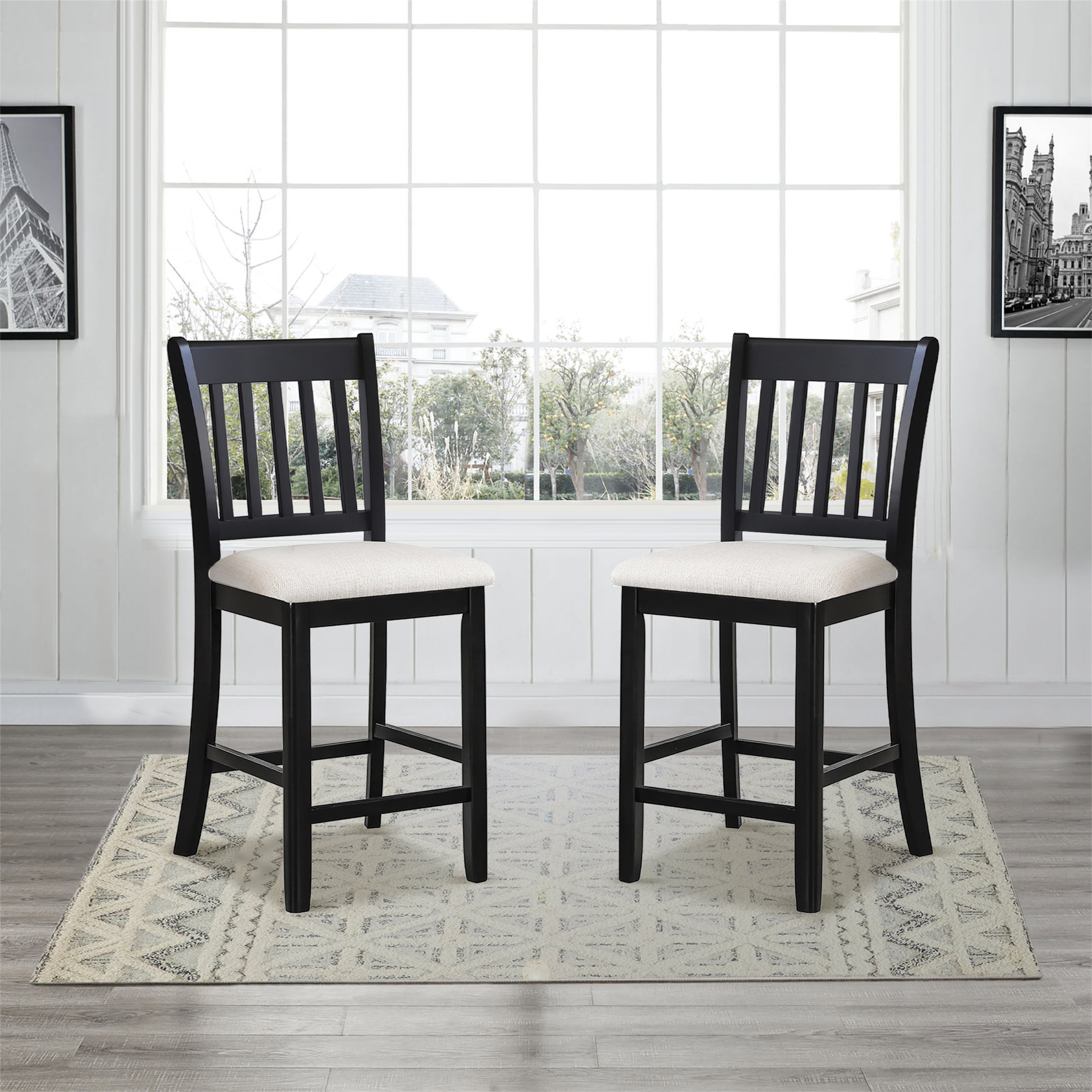 Red Barrel Studio® Transitional Dining Chairs Set Of 2 With Slatted ...