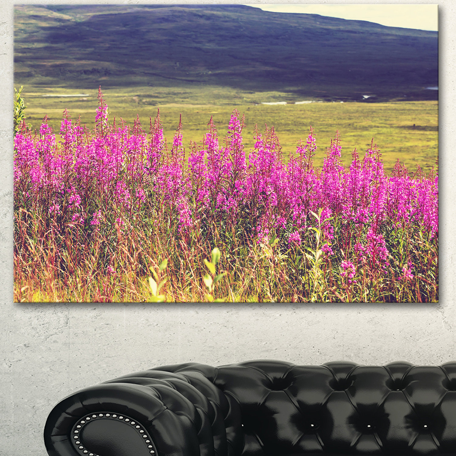 Design Art Purple Flowers in Mountain Pasture - Wrapped Canvas ...
