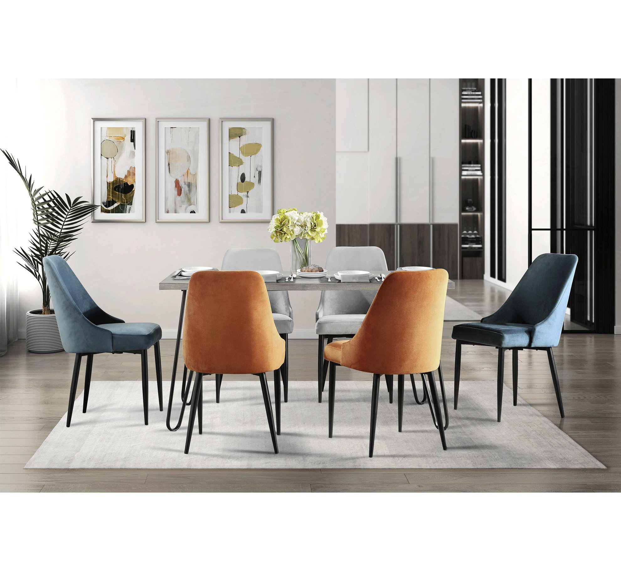 Corrigan Studio® Modern Sleek Design 7Pc Dining Set Table And 6X Side ...