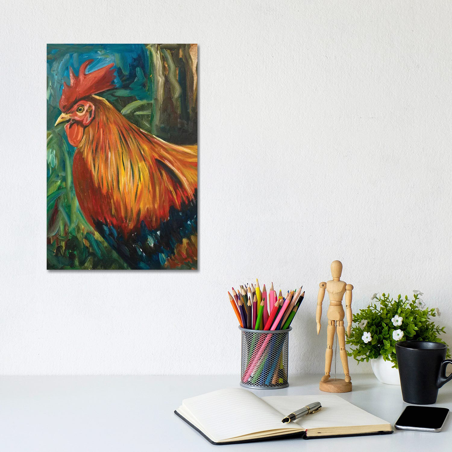 East Urban Home Rooster by Andy Beauchamp - Painting Print | Wayfair
