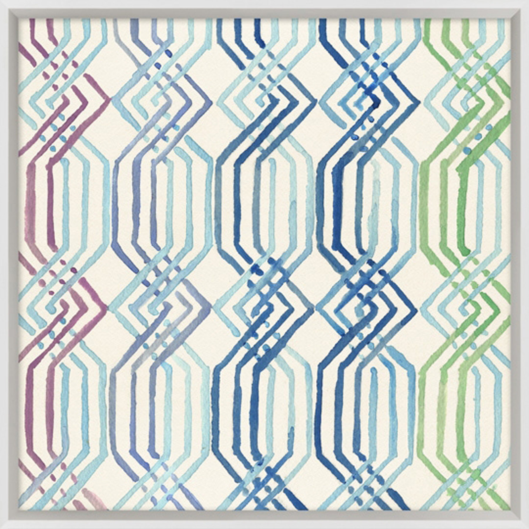 Wendover Art Group Blue Geo Pattern 1 - Picture Frame Painting on Paper ...