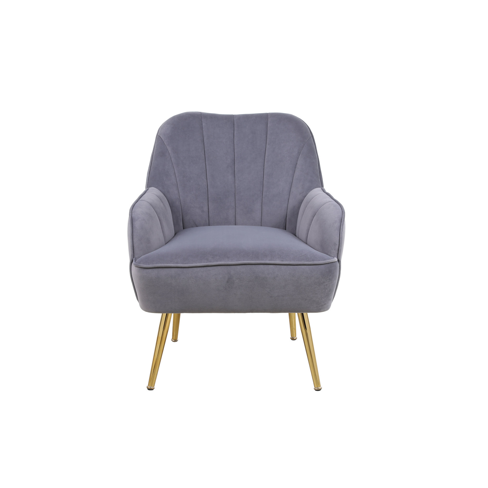 Mercer41 Mid Century Velvet Armchair With Nexus, Golden Legs, For Home ...