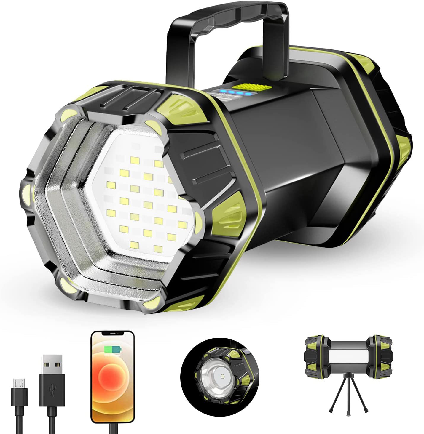 c&g home LED High Power Rechargeable Flashlight, 8 Light Modes Portable ...