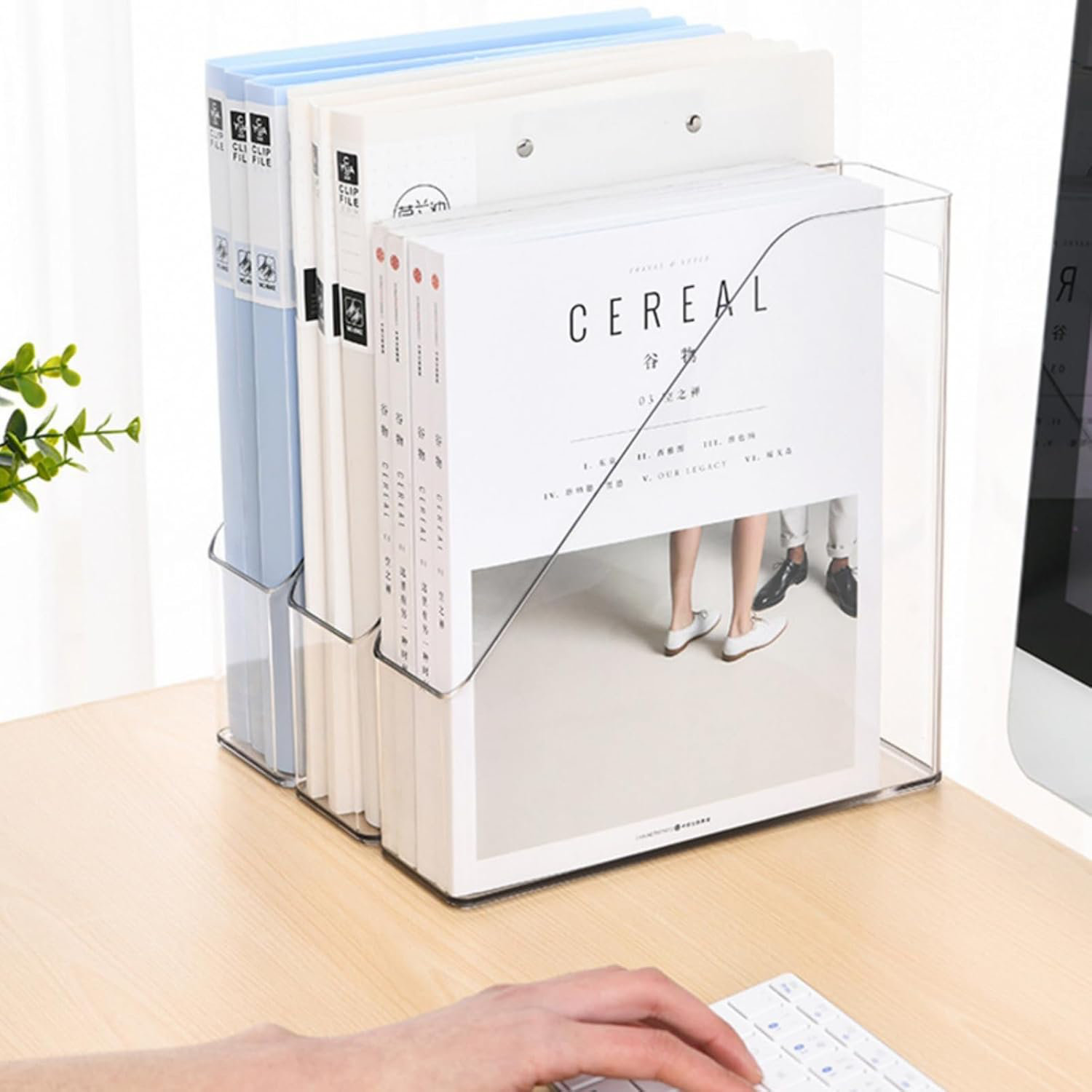 Inbox Zero 6 Pack Clear Magazine Holder, File Magazine Rack With Handle ...