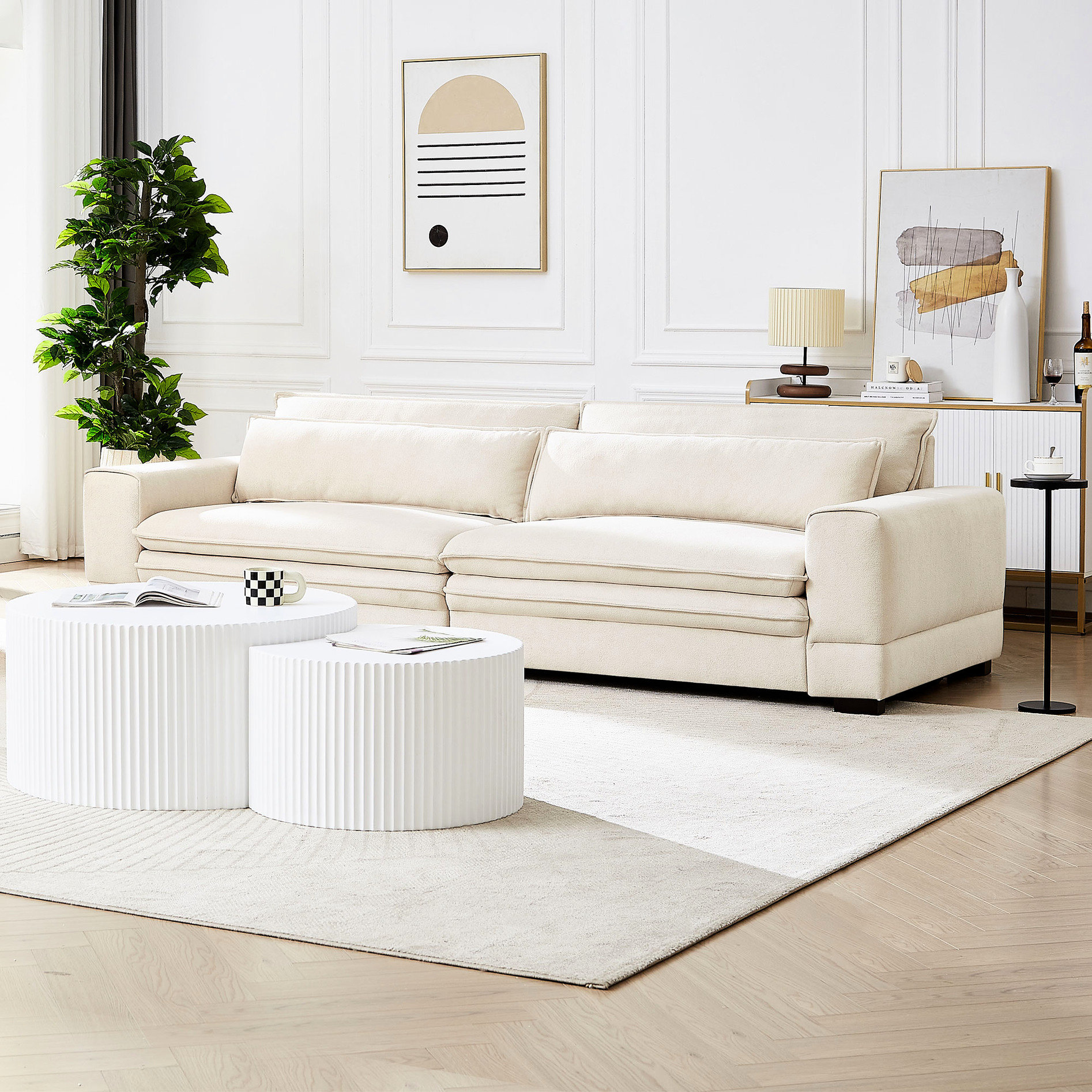 George Oliver Modern For Livingroom - Comfortable Padding Beige Mid ...