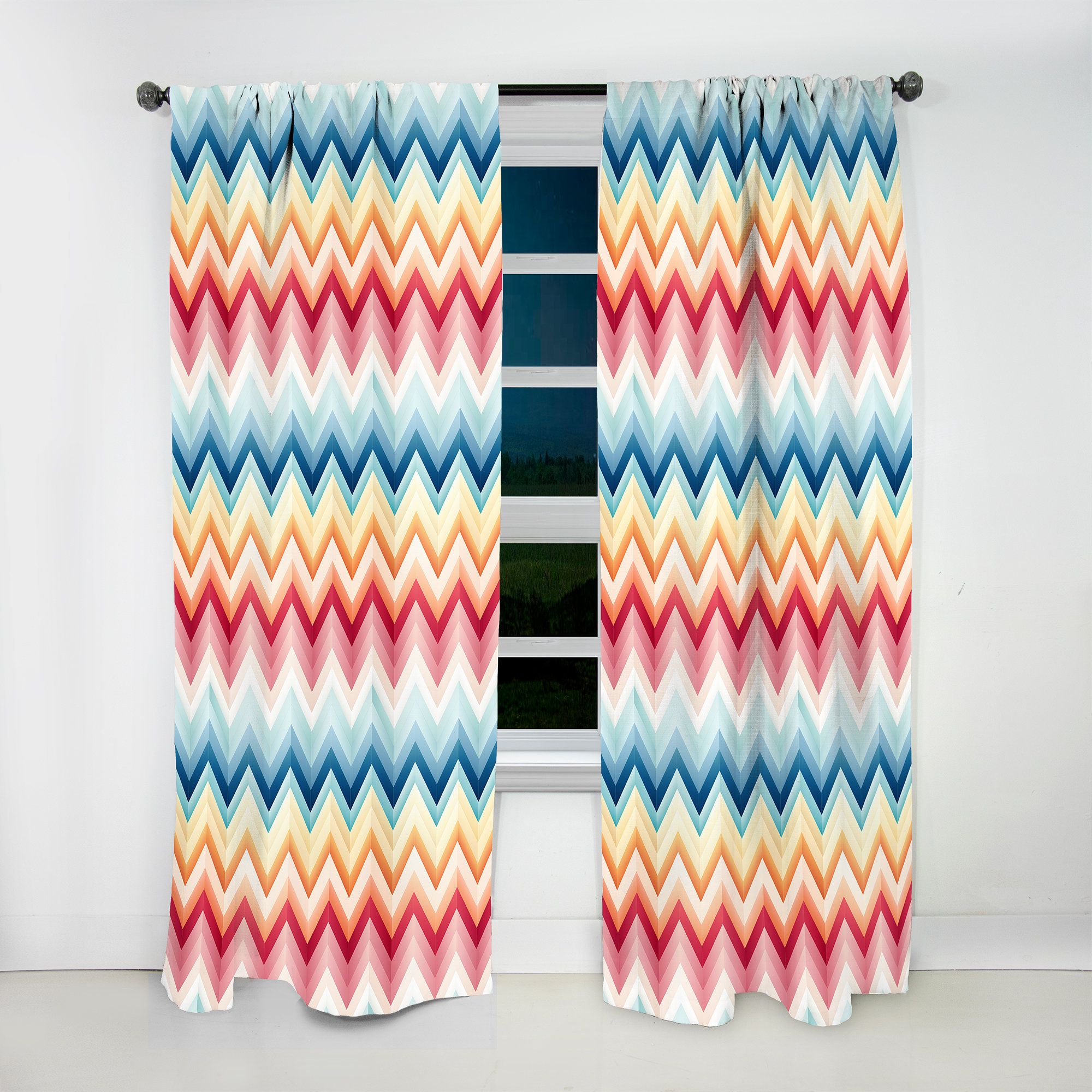 Design Art Retro Midcentury Chevron Pattern - Chevron Curtain - Velvet ...