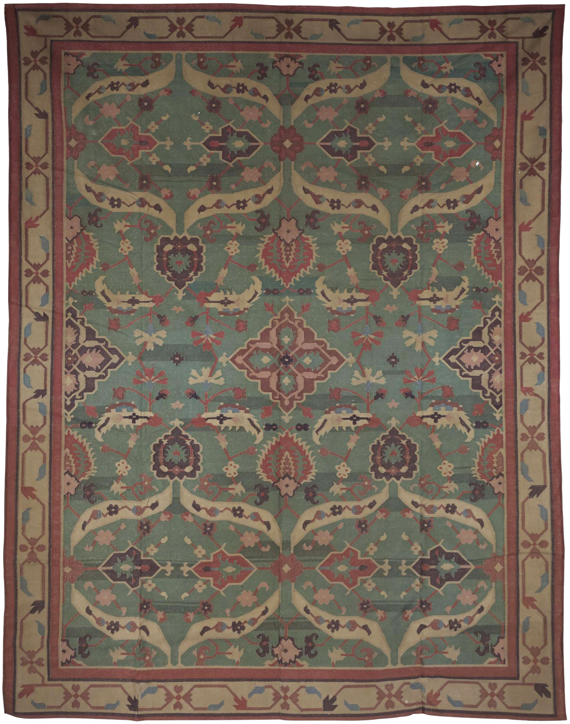 Doris Leslie Blau 8X12 Mid-20Th Century Indian Dhurrie Colourful Flat ...