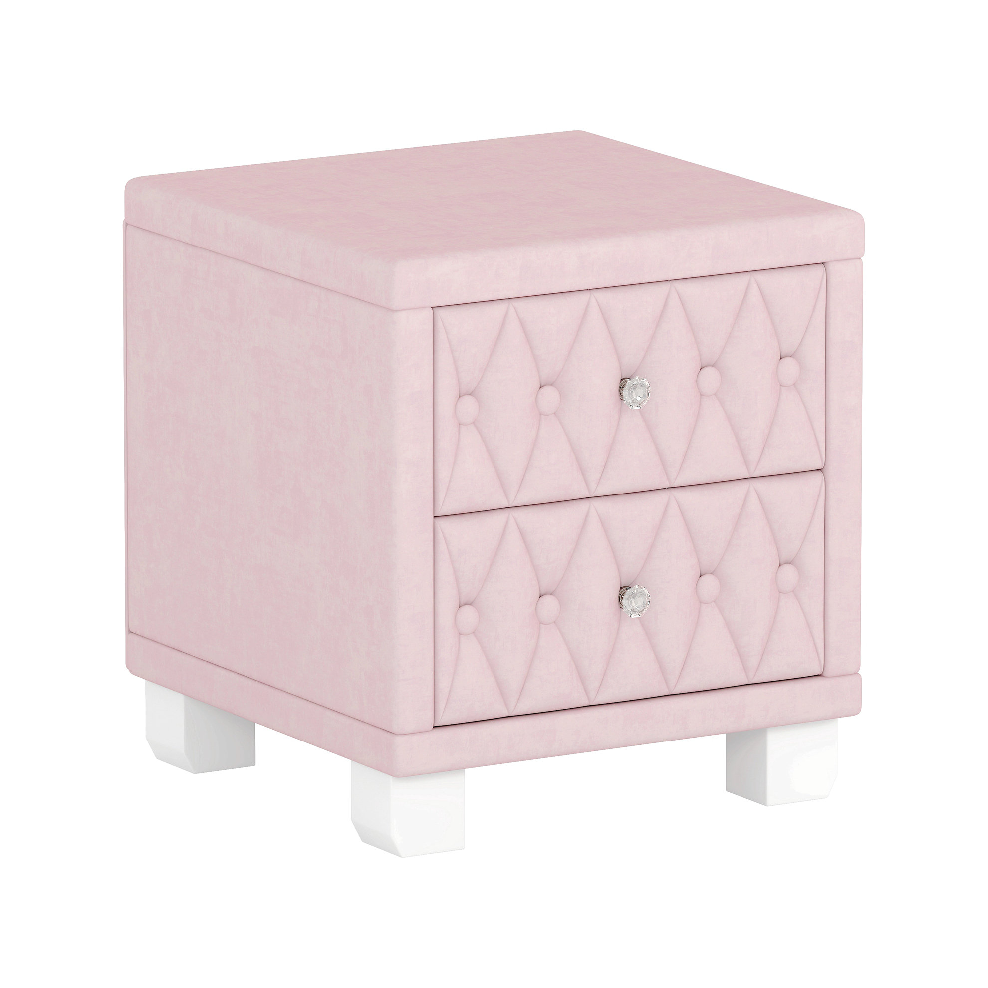 Mercer41 Luxury Velvet Nightstand with Crystal Knobs – Tufted Design, 2 ...