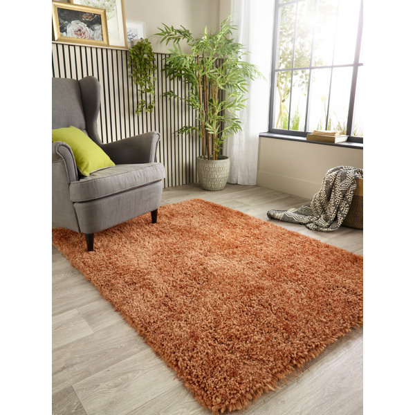 Brayden Studio Benonia Solid Colour Tufted Hand Tufted Rust Area Rug ...