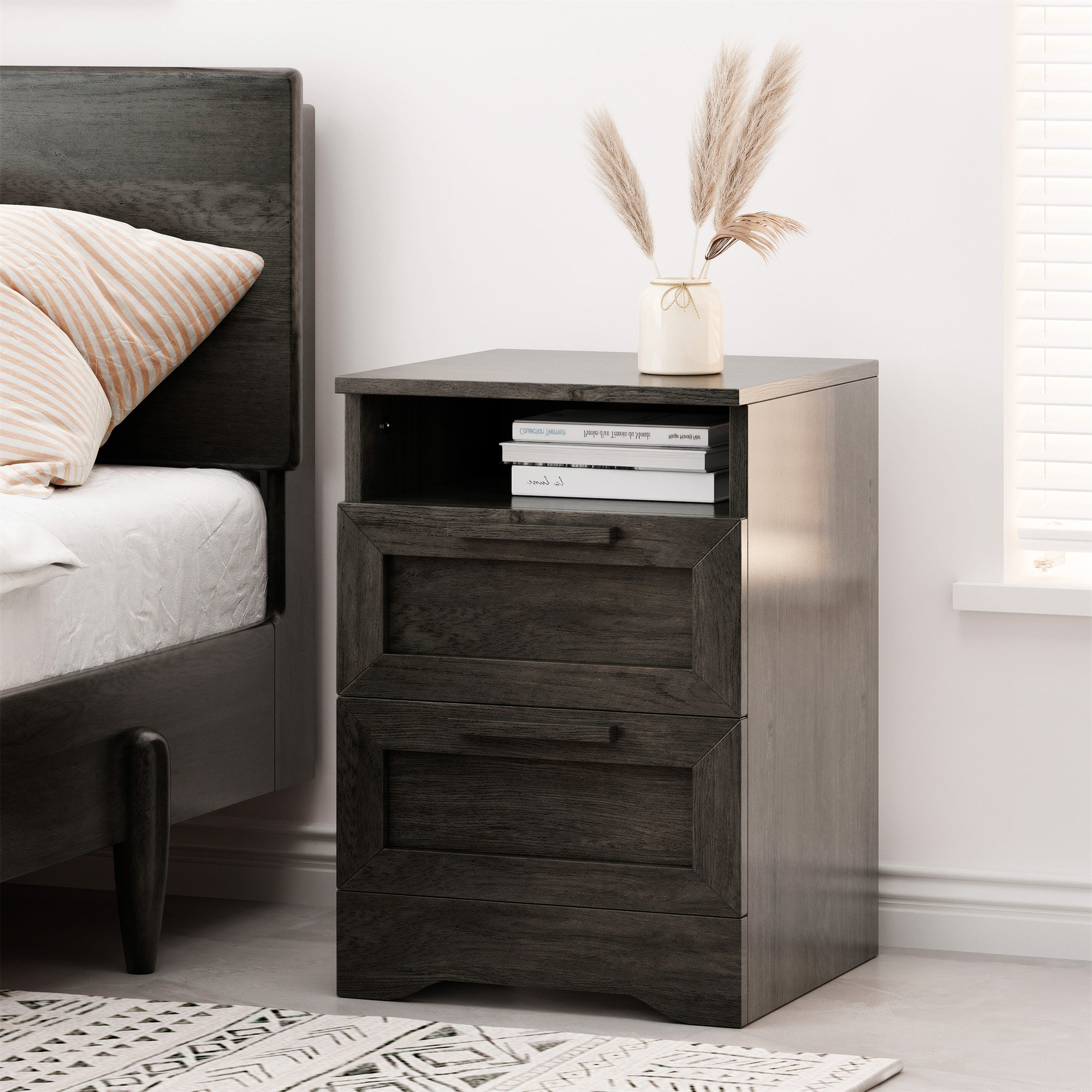 Latitude Run® End Table Nightstands Set Of 2 Modern Nightstand Bed Side Table Nightstand ...