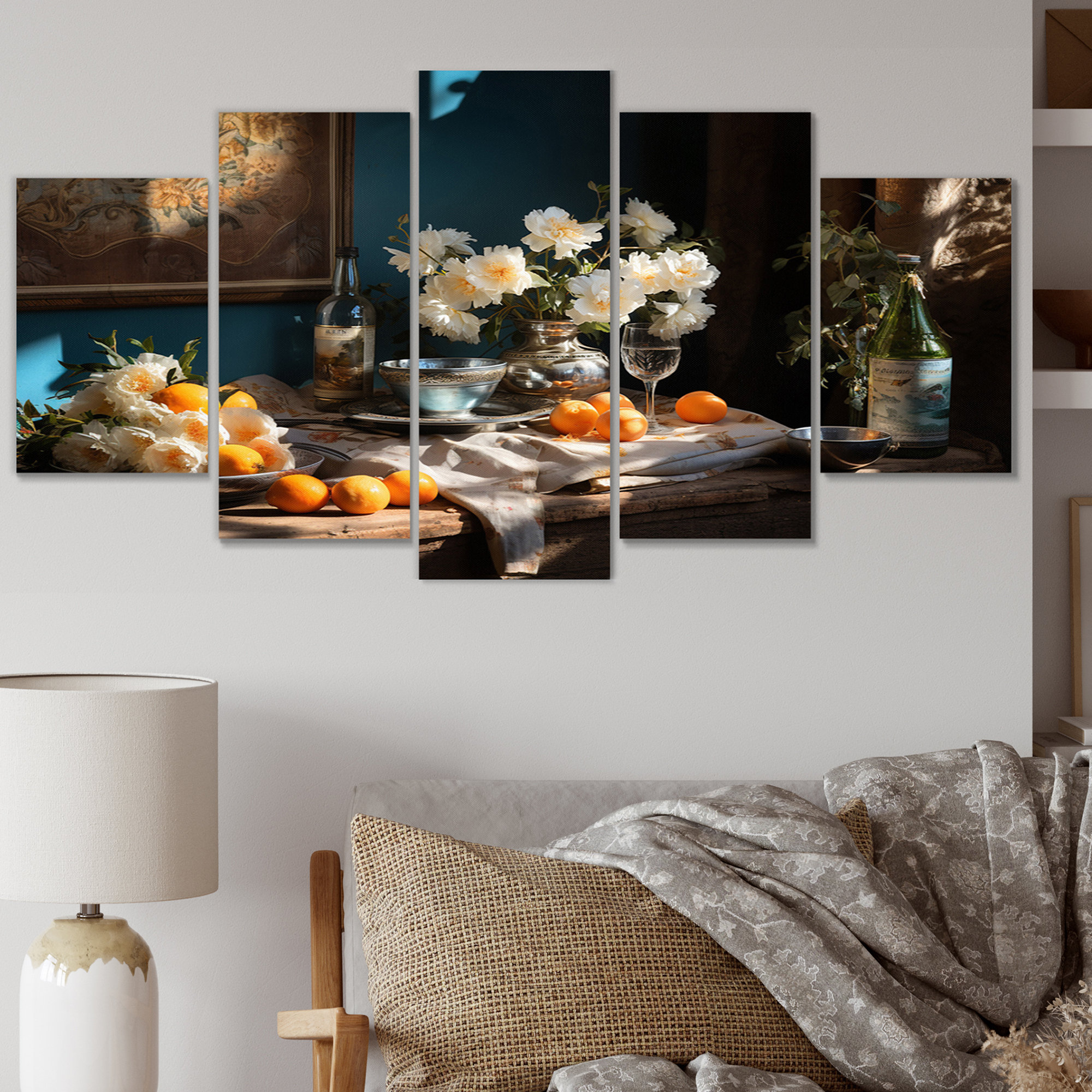 Design Art Still Life Floral Serenity II - Floral Metal Art Print Set ...