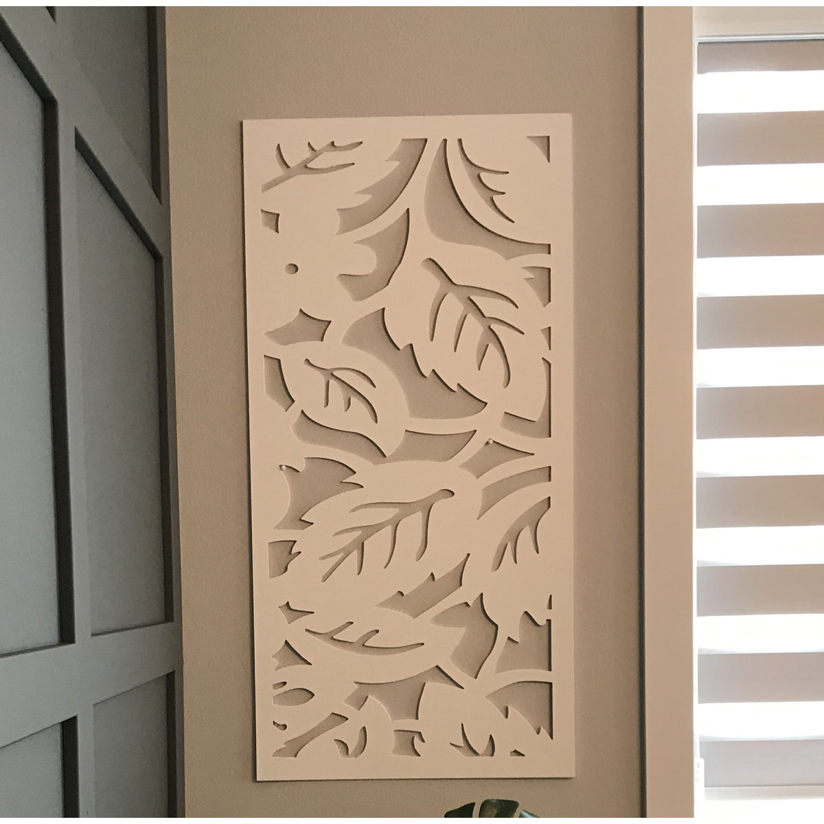 VIMA (Leaves) Decorative Wall Panel - 48"L x 24"W,, White Color PVC ...