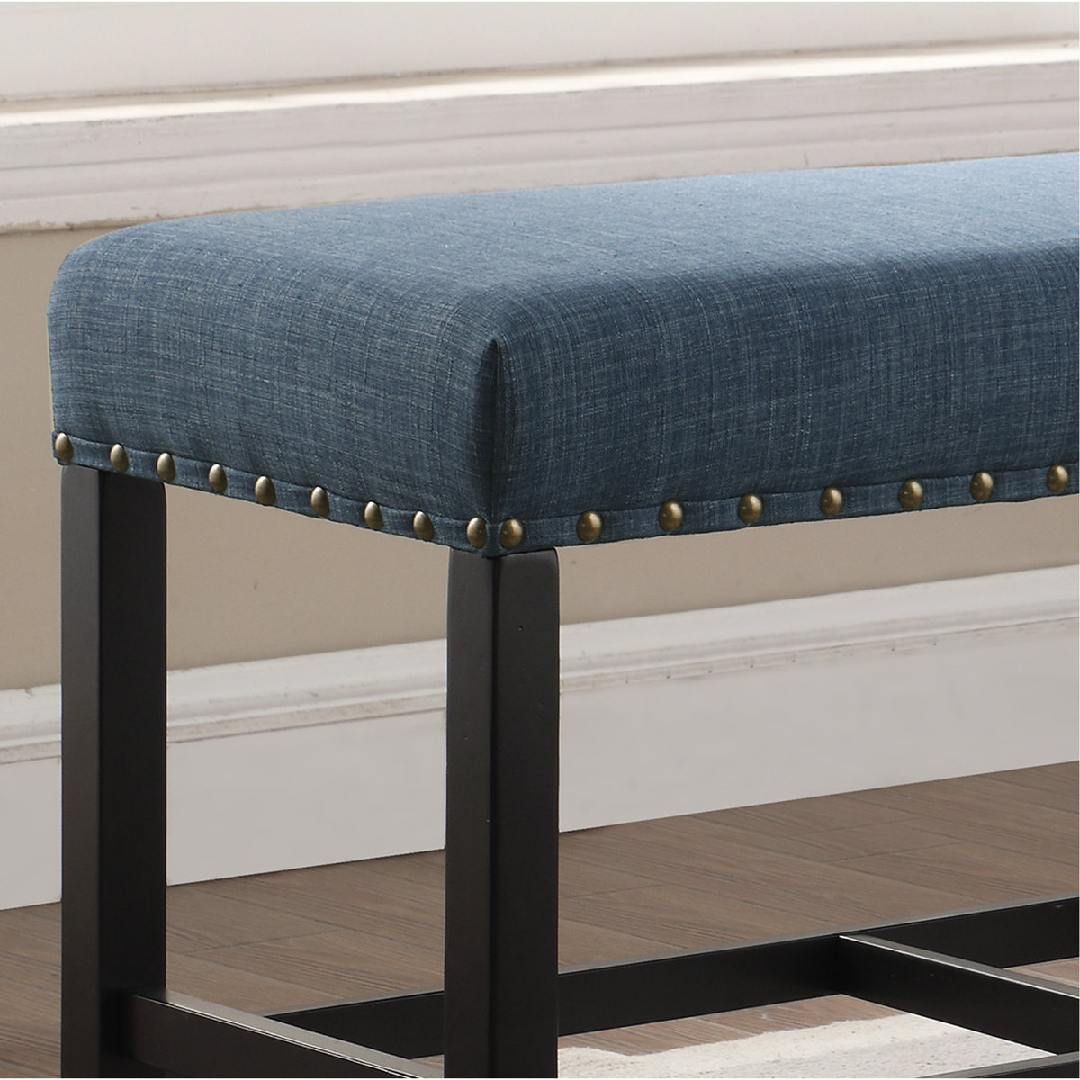 Winston Porter Fabric Counter Height Dining Bench With Nailhead Trim ...