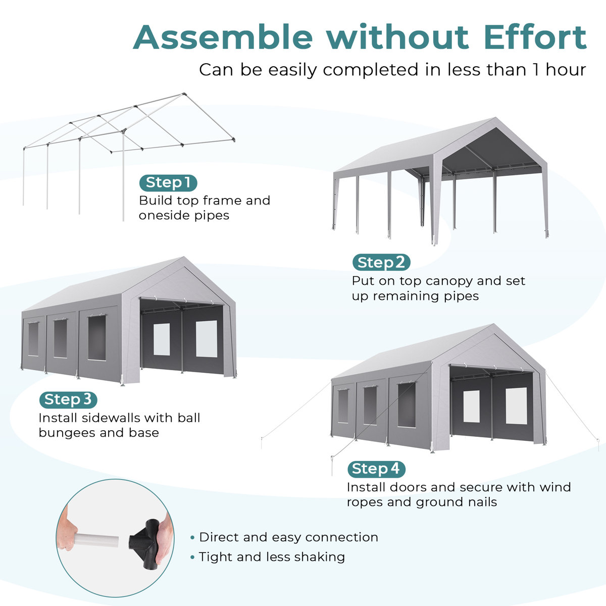 Vitarpatio Vita 12' W x 20' D Heavy Duty Carport Portable Garage ...