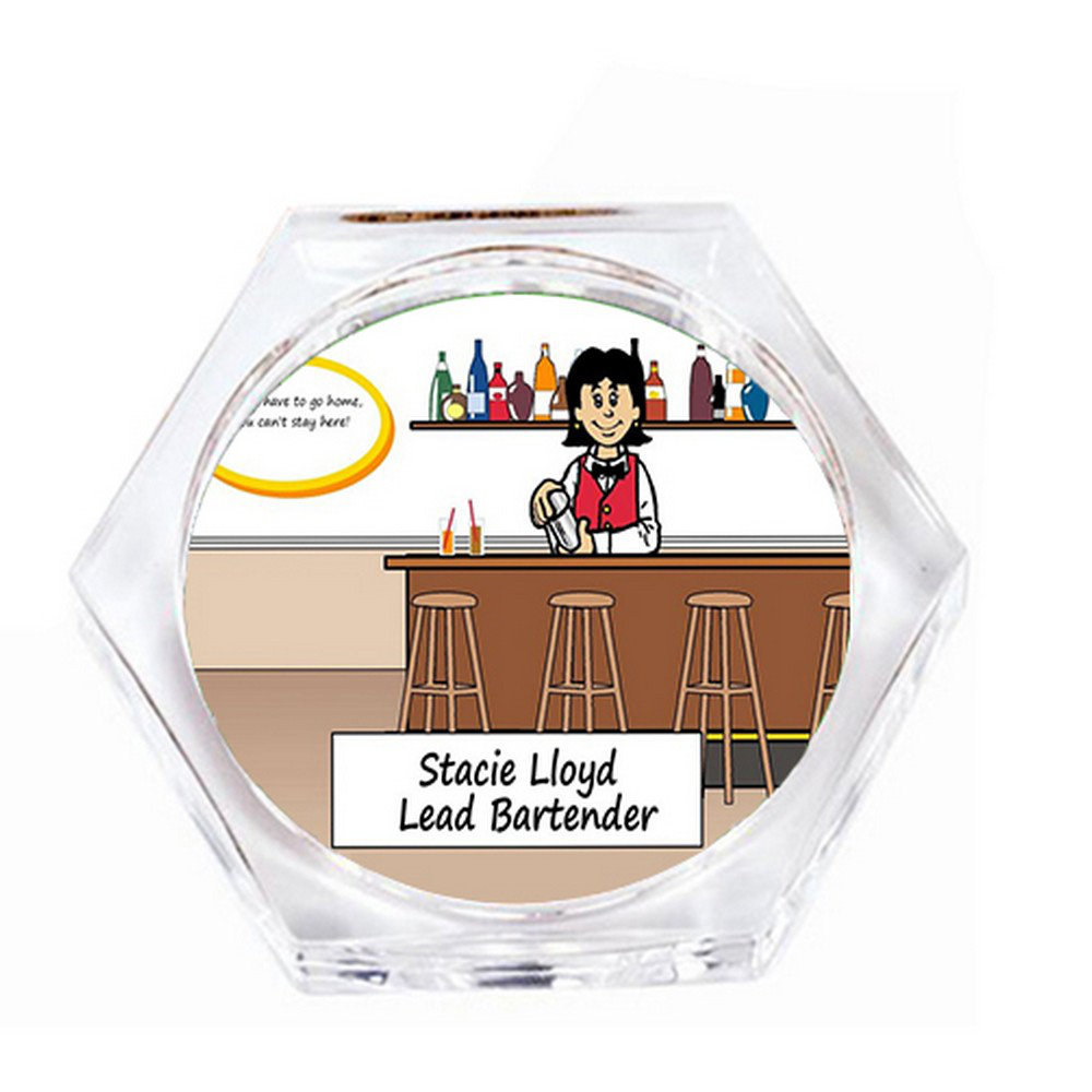 Printed Perfection Personalized Bartender - Female Drink Coaster Gift ...