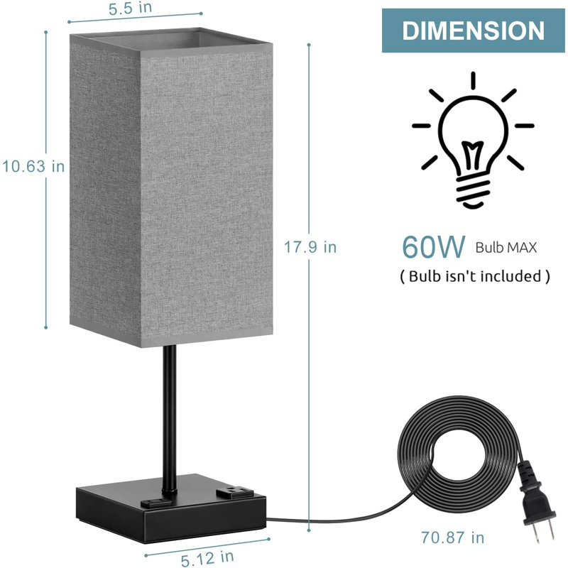 Wrought Studio™ Damontray Metal USB Table Lamp | Wayfair