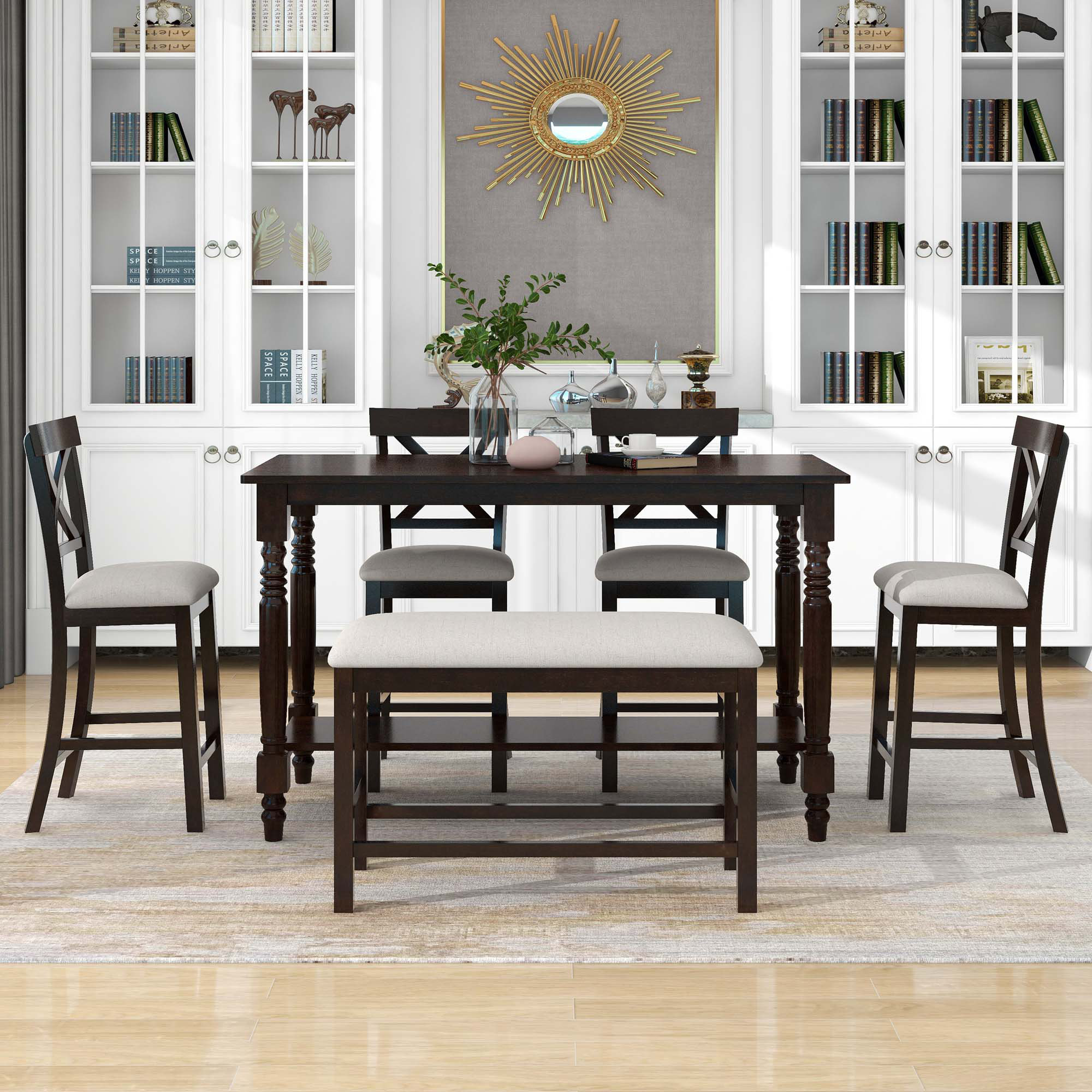 Rosalind Wheeler 6-Piece Counter Height Dining Table Set Table With ...