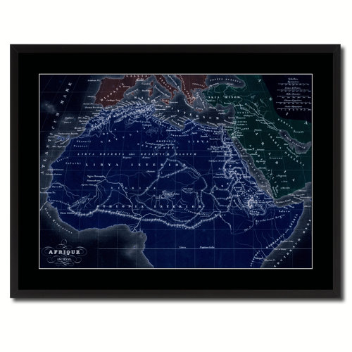 SpotColorArt Ancient Africa Vintage Vivid Color Map Framed On Canvas ...