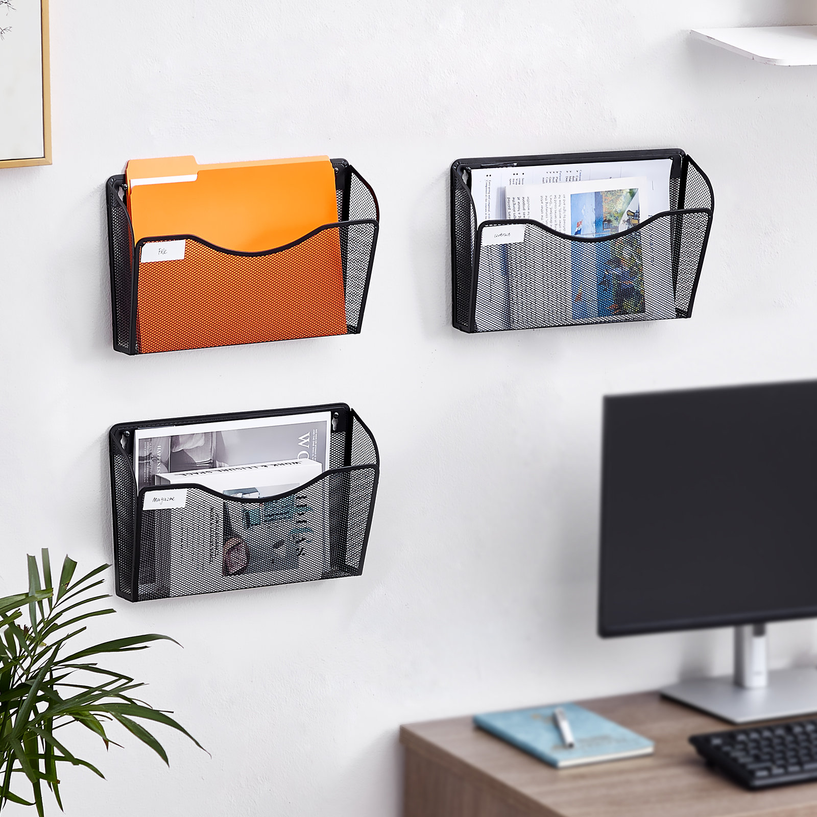 Rebrilliant File Wall Rack Mesh Wall File Holder 1 Pocket for Office ...