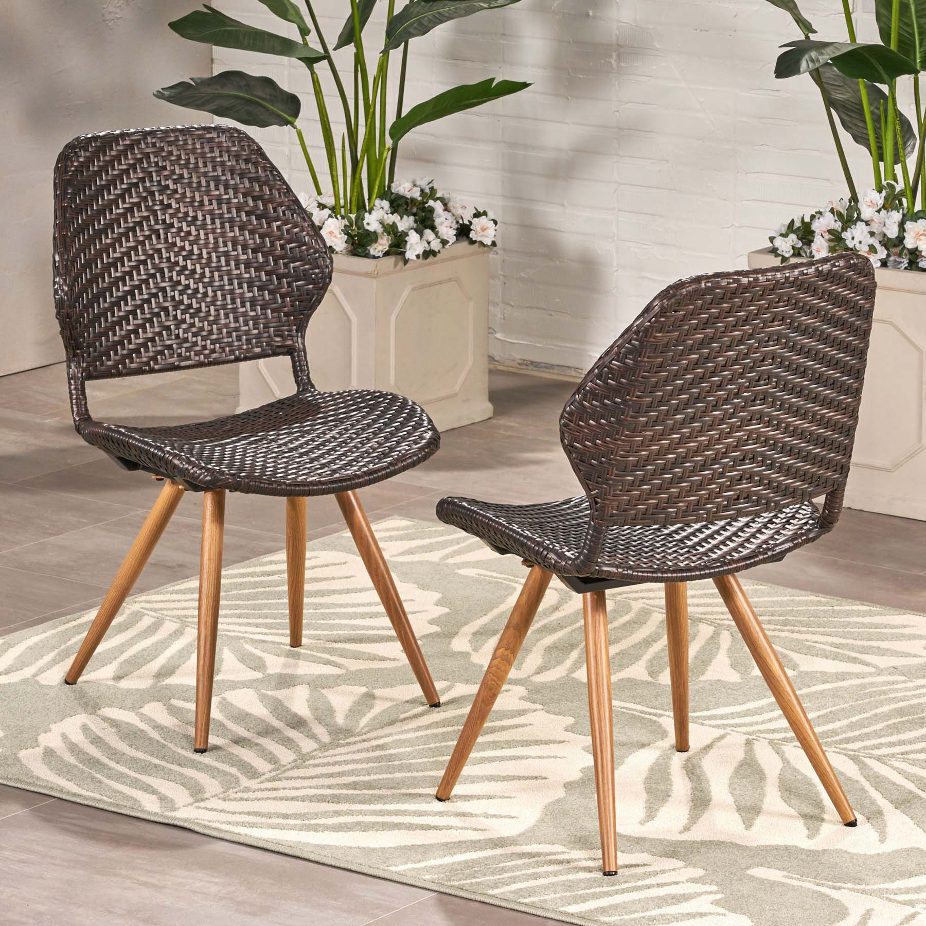 Latitude Run® LARYN Outdoor Wicker Dining Chairs, Set of 2, Durable and ...