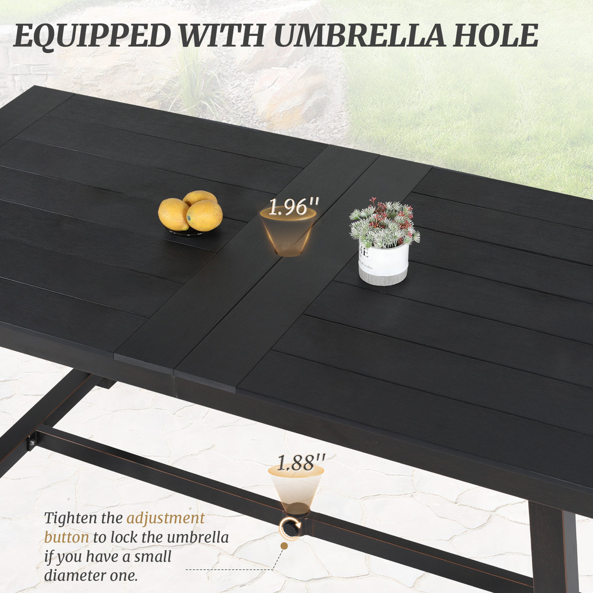 17 Stories Rectangle 70" Outdoor Patio Dining Table For 6, HDPS All ...