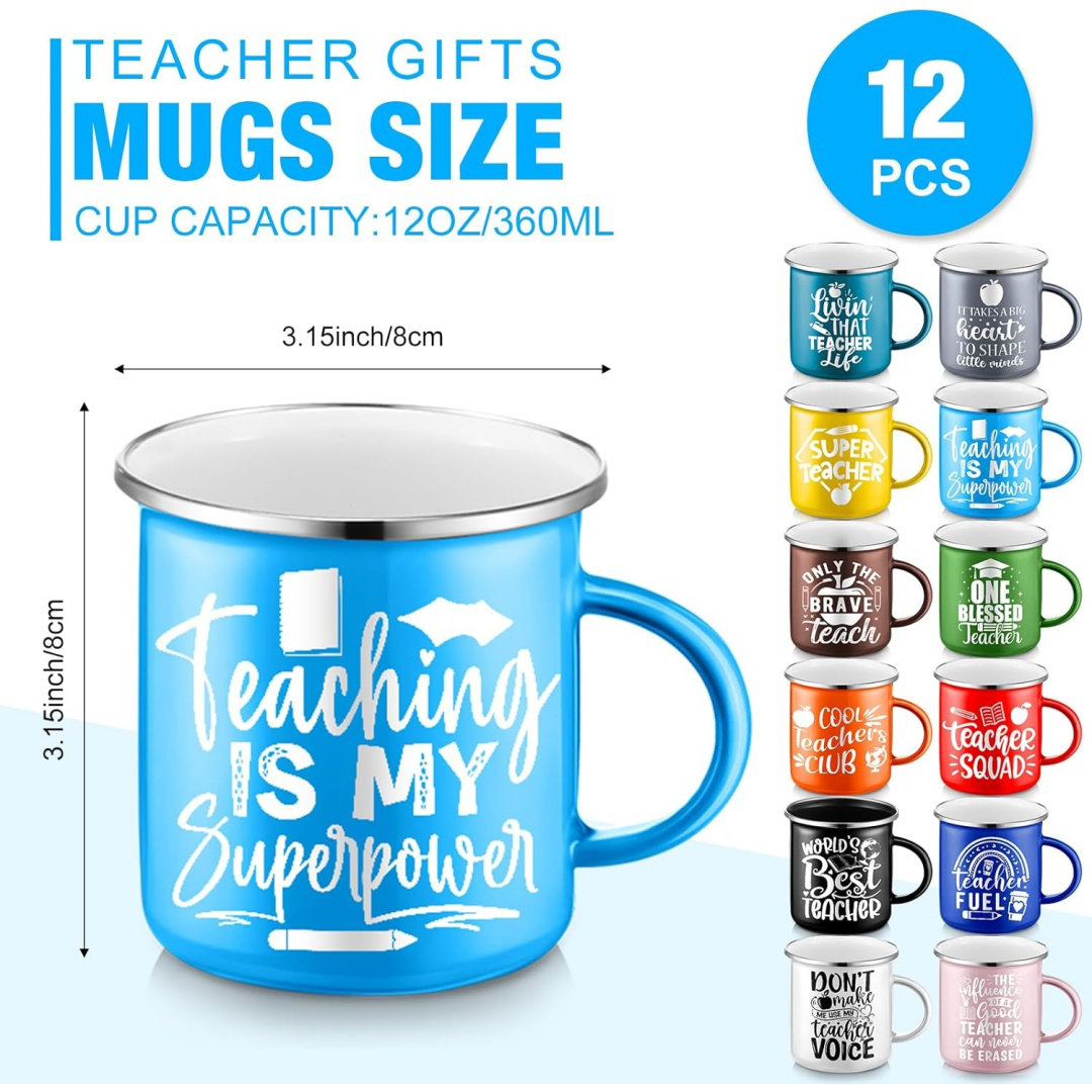 Trinx 12 Pcs Teacher Appreciation Gifts Bulk Teacher Mug 12 Oz Enamel ...