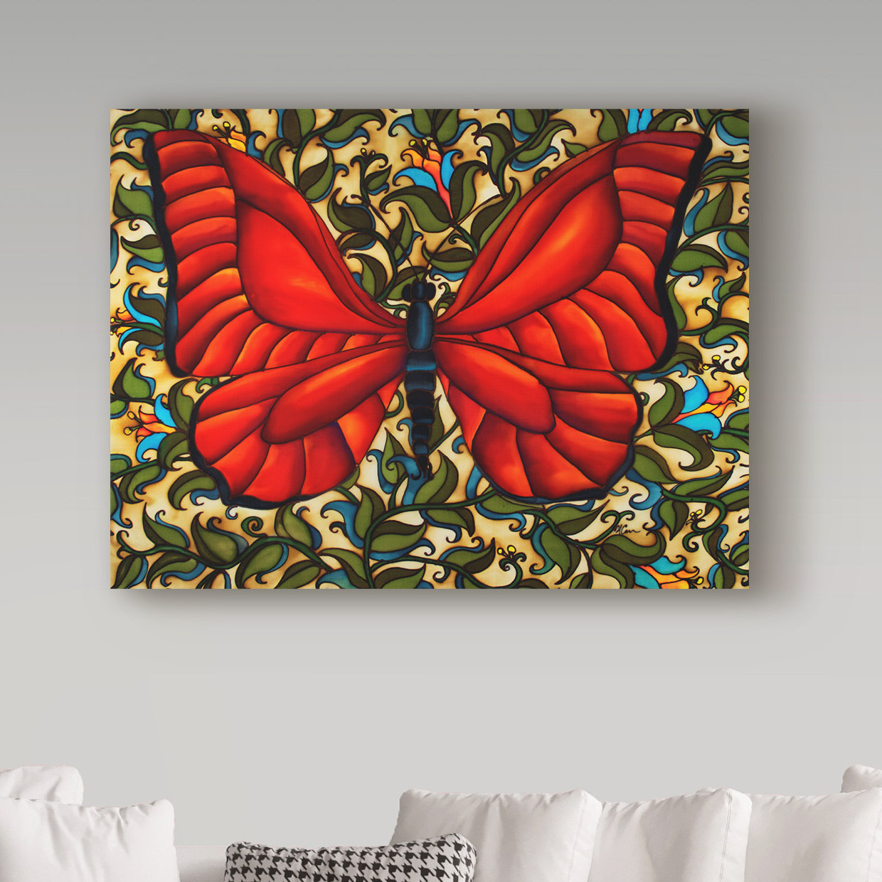Trademark Fine Art 'Red Butterfly' Acrylic Painting Print on Wrapped ...