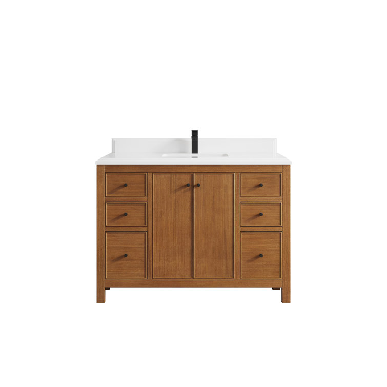 Willow Collections Chicago Teak 48'' Single Bathroom Vanity with Quartz ...