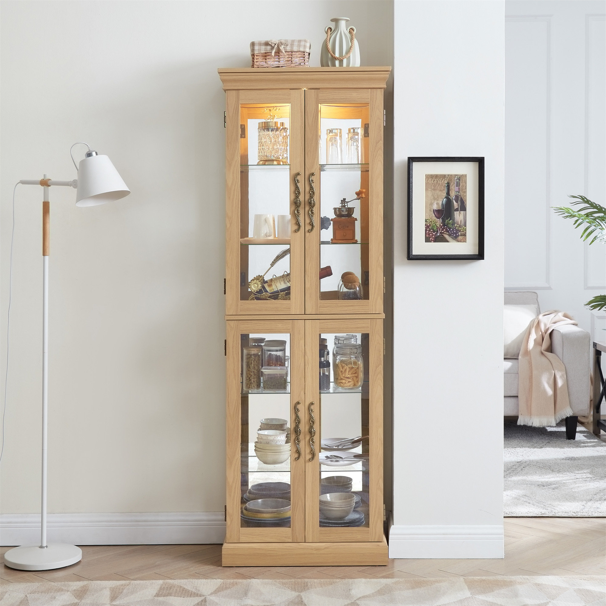 George Oliver Lighted Glass Curio Display Cabinet - Wayfair Canada