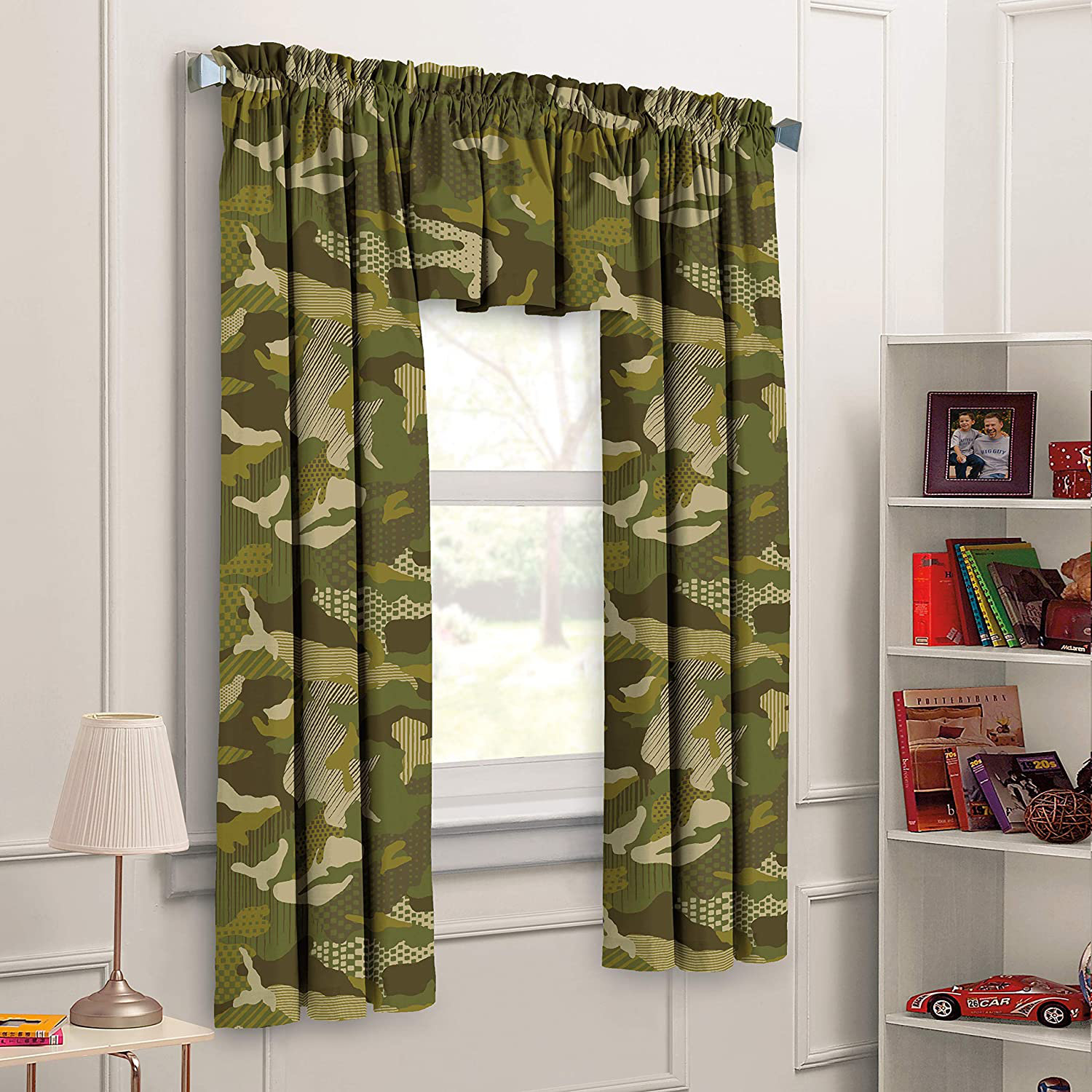 Dream Factory Geo Camo Cotton Blend Camouflage Semi-Sheer Rod Pocket ...