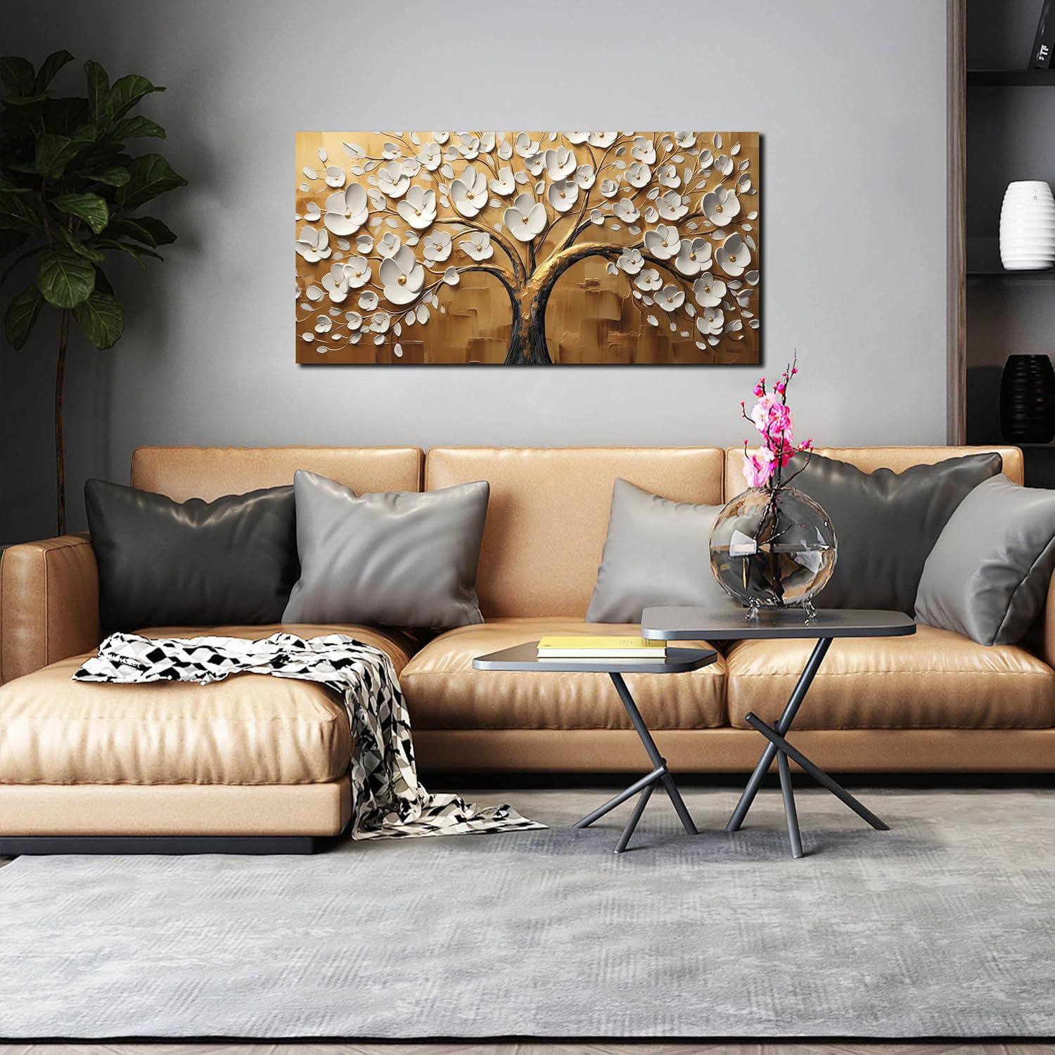 Red Barrel Studio® Living Room Bedroom Office Tree Art Wall Decor Gold ...