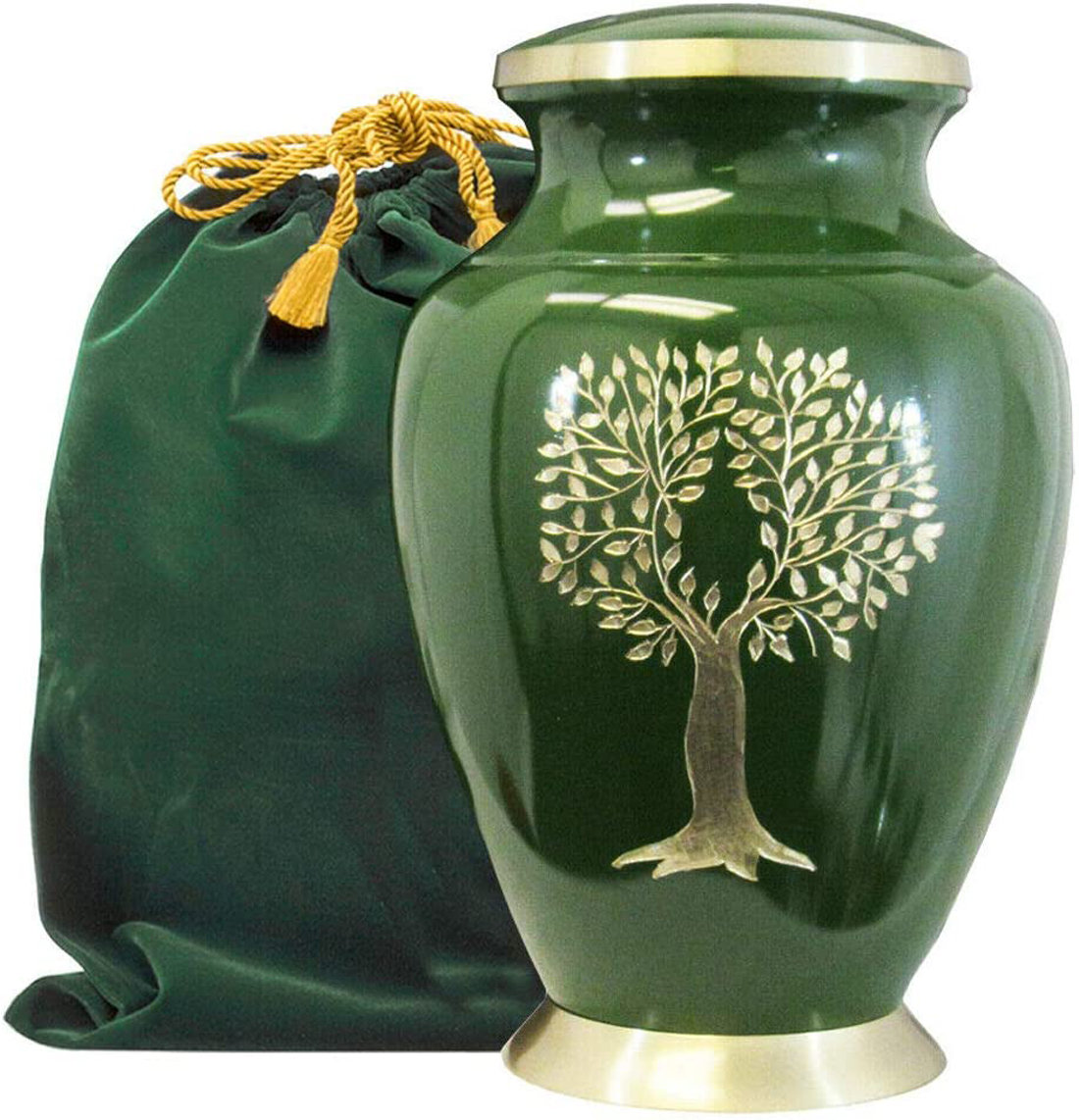 Trupoint Memorials Tree Of Life Classy Adult Green Gold Cremation Urn ...