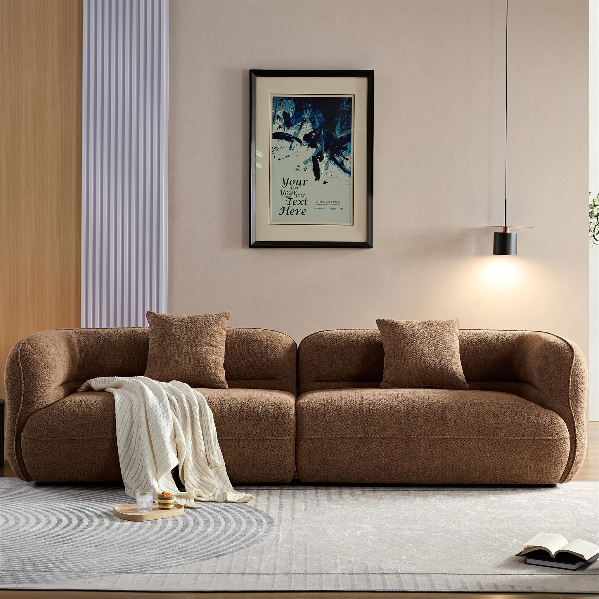 Hokku Designs Camel Sofa, Durable Fabric, Solid Wood Frame, High ...