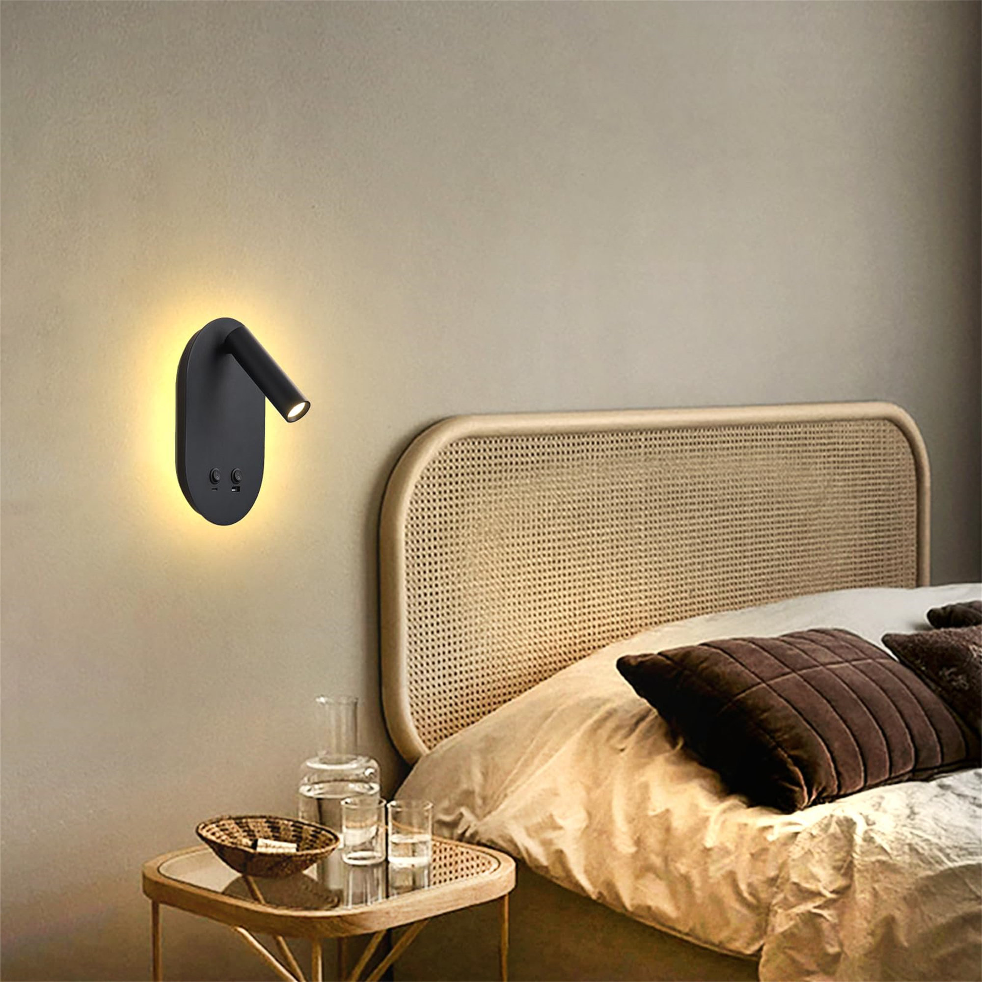 Ebern Designs LED Wall Light Wall Mounted Reading Light, Plug-In Wall ...